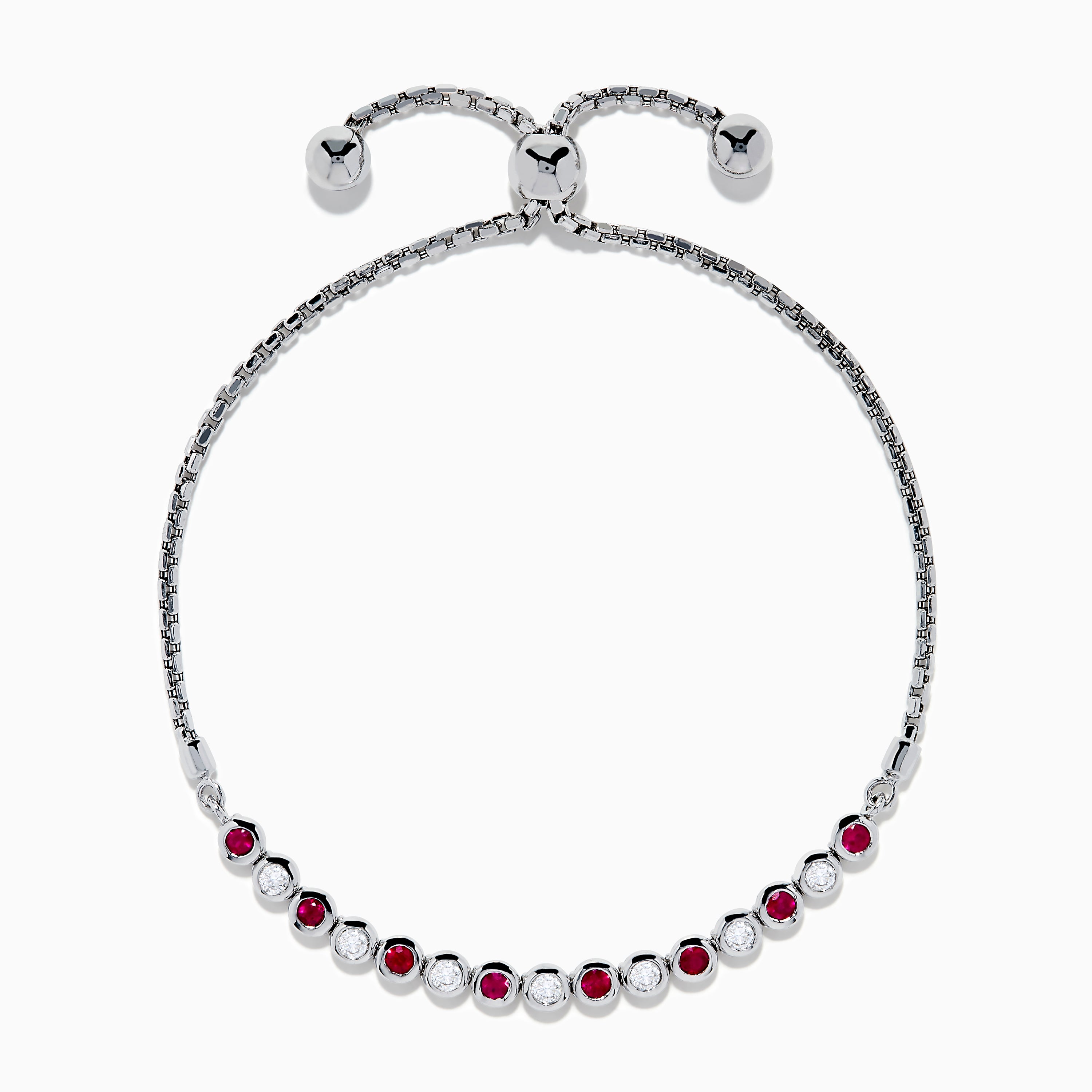 Ruby Royale 14K White Gold Ruby and Diamond Bolo Bracelet – effyjewelry.com