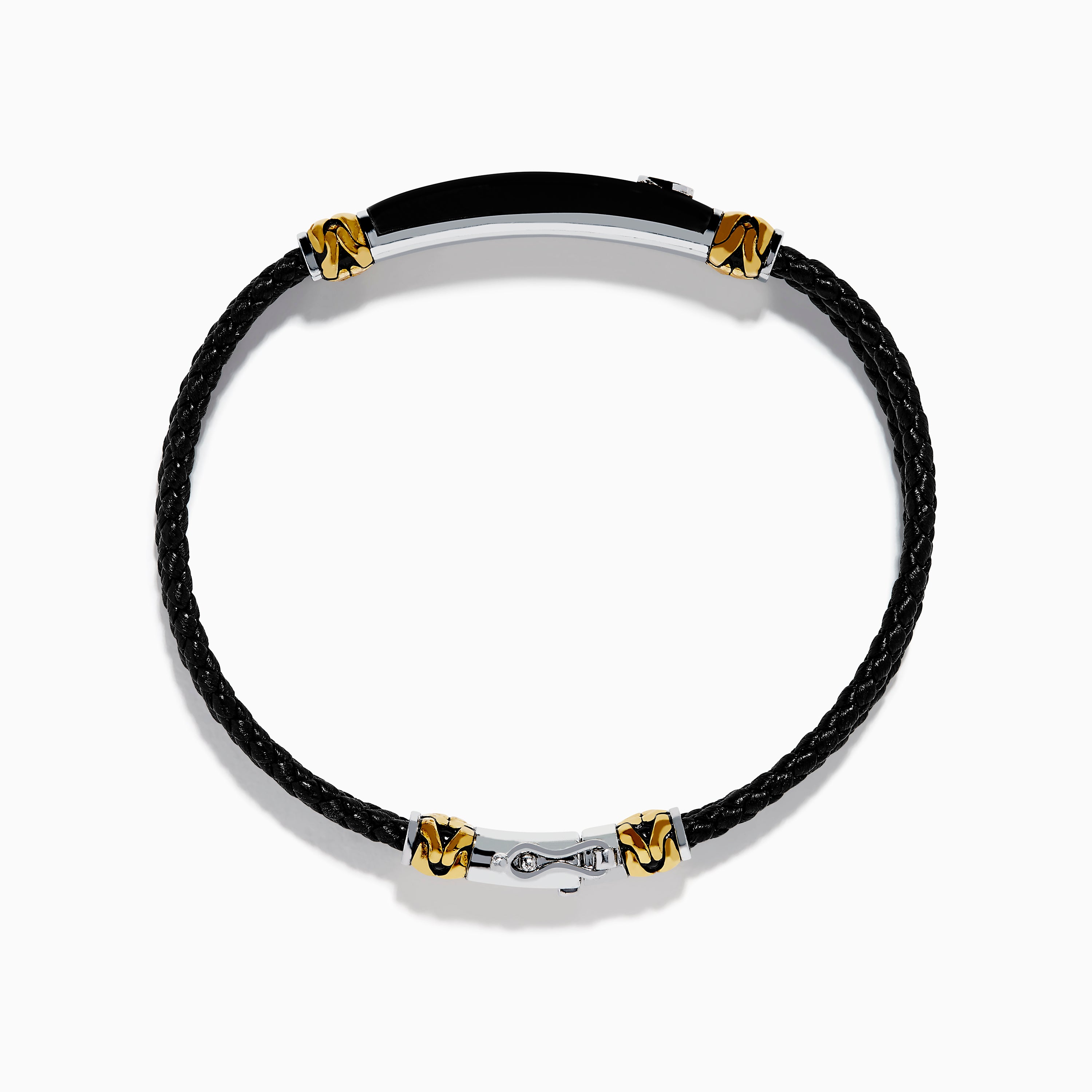 Men's 925 Sterling Silver and Leather Onyx Bracelet – effyjewelry.com