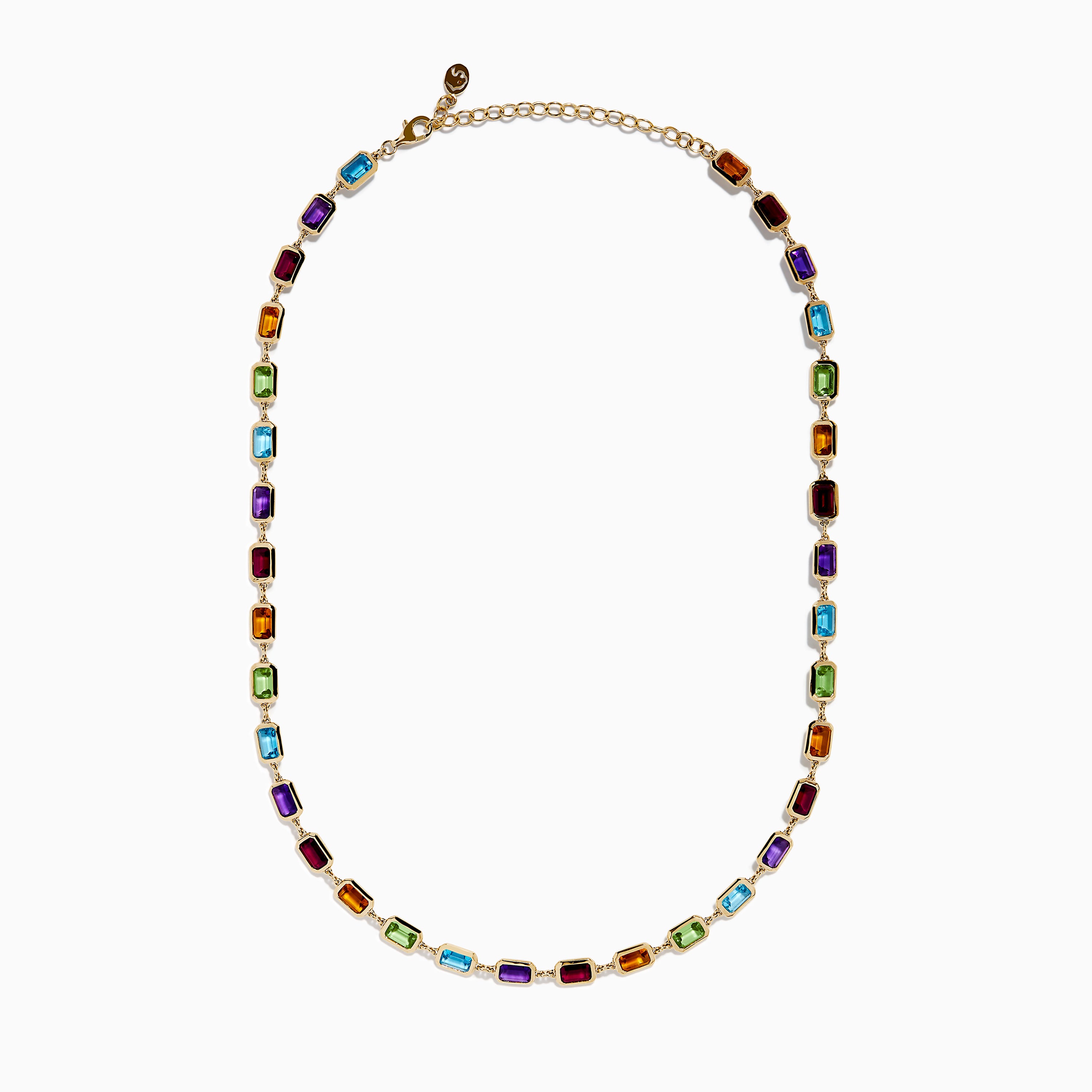 14K Yellow Gold Multi Color Gemstone Bezel Necklace – effyjewelry.com