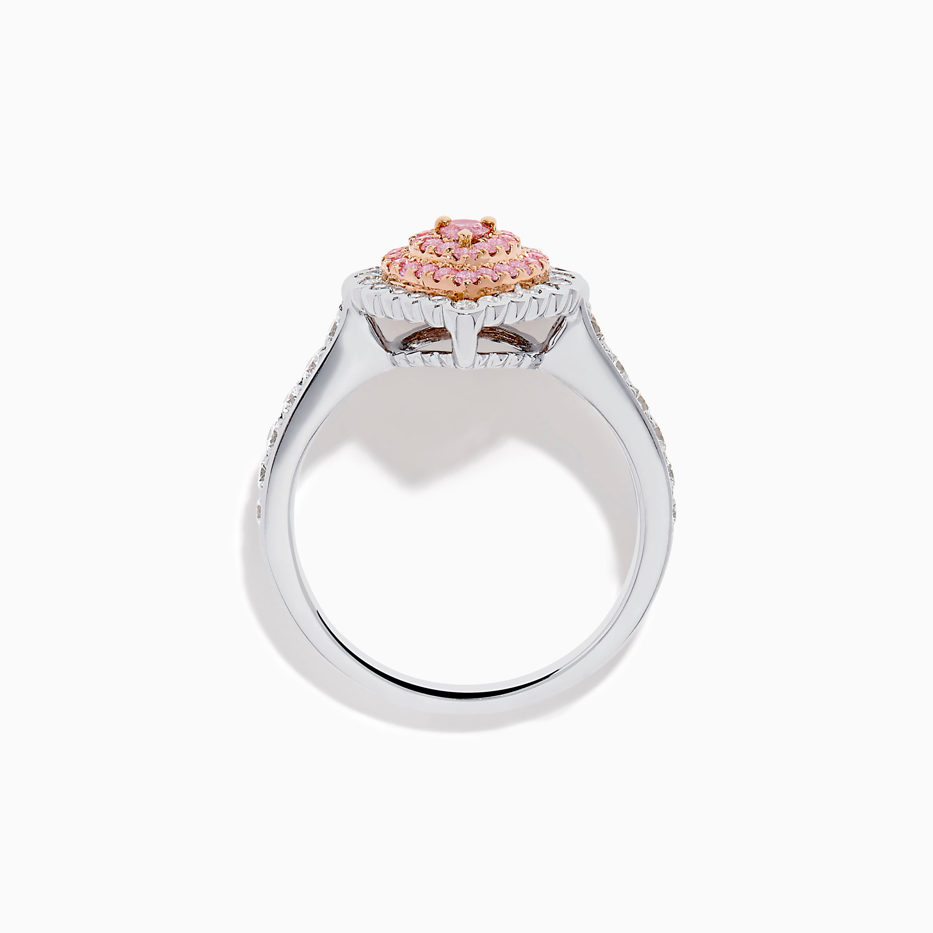 18K Two Tone Gold Pink and White Diamond Halo Ring – effyjewelry.com