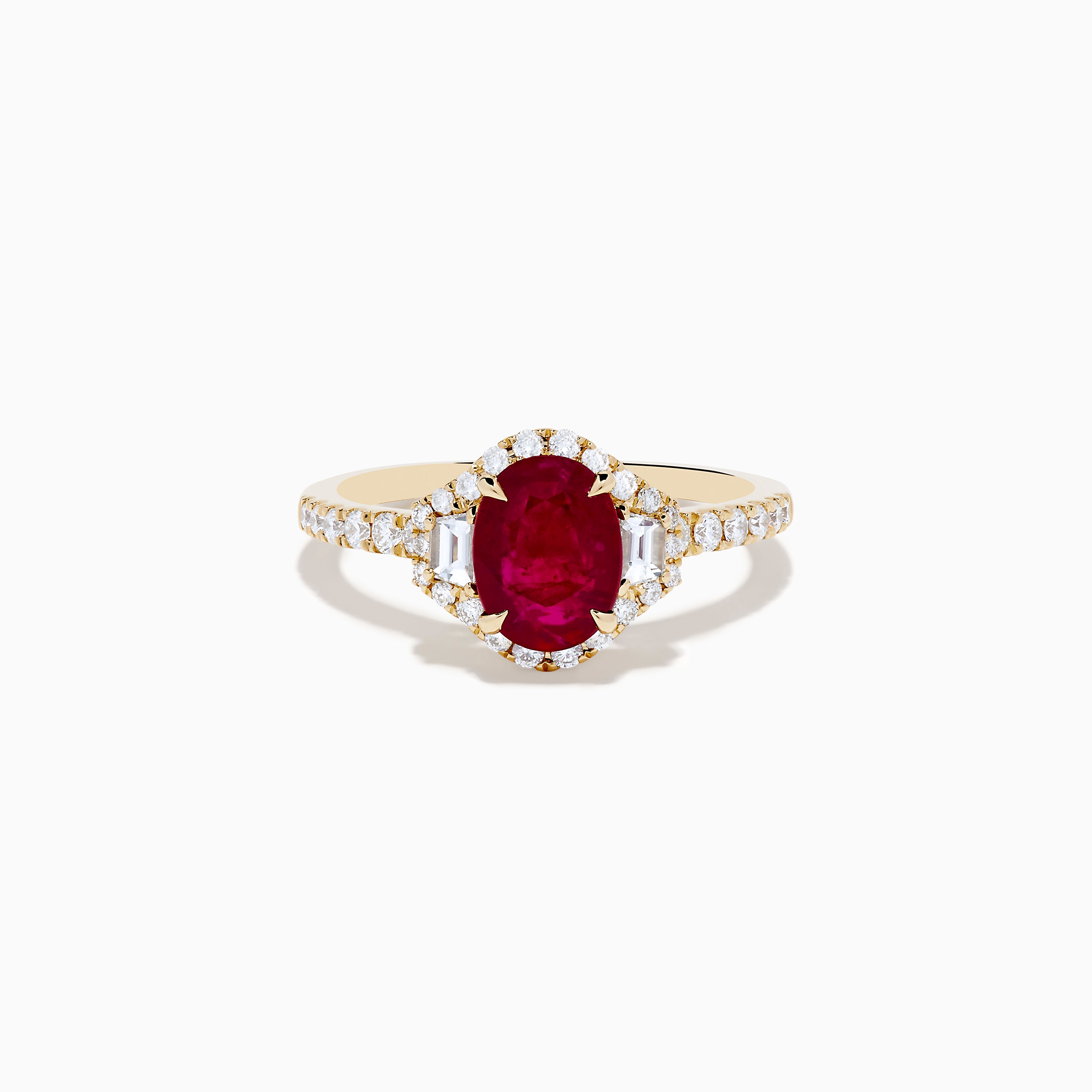 Ruby Royale 14K Yellow Gold Ruby and Diamond 3 Stone Ring – effyjewelry.com