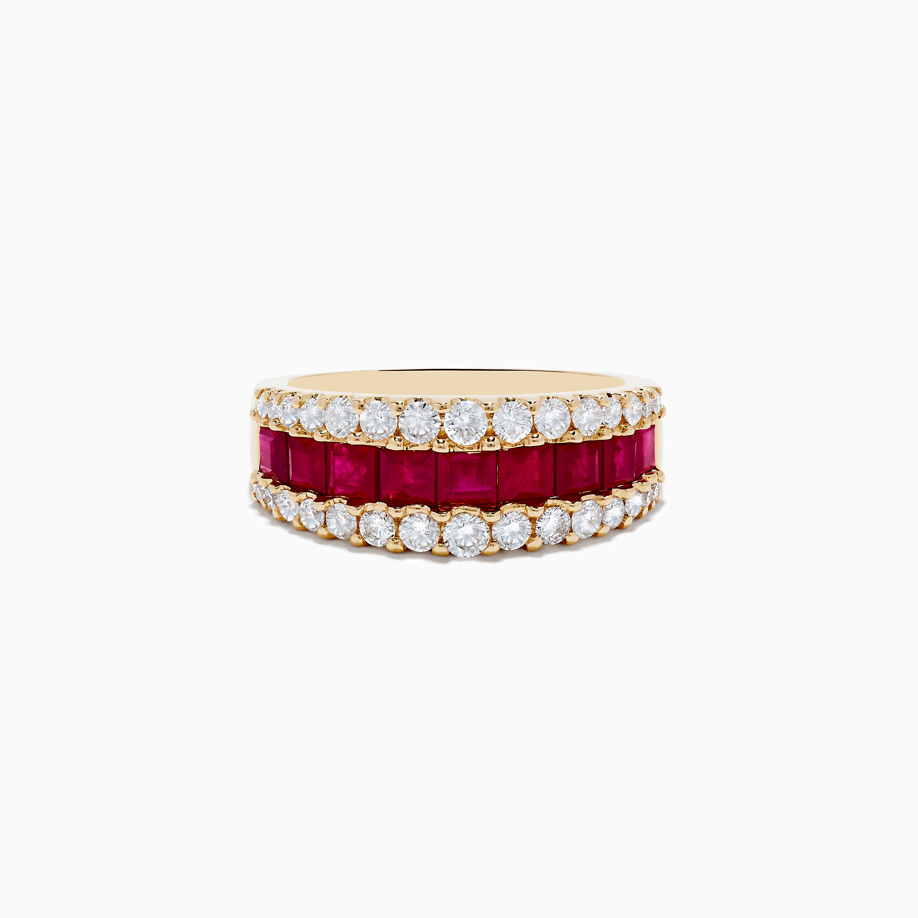 Ruby Royale 14K Yellow Gold Princess Cut Ruby & Diamond Band – effyjewelry.com