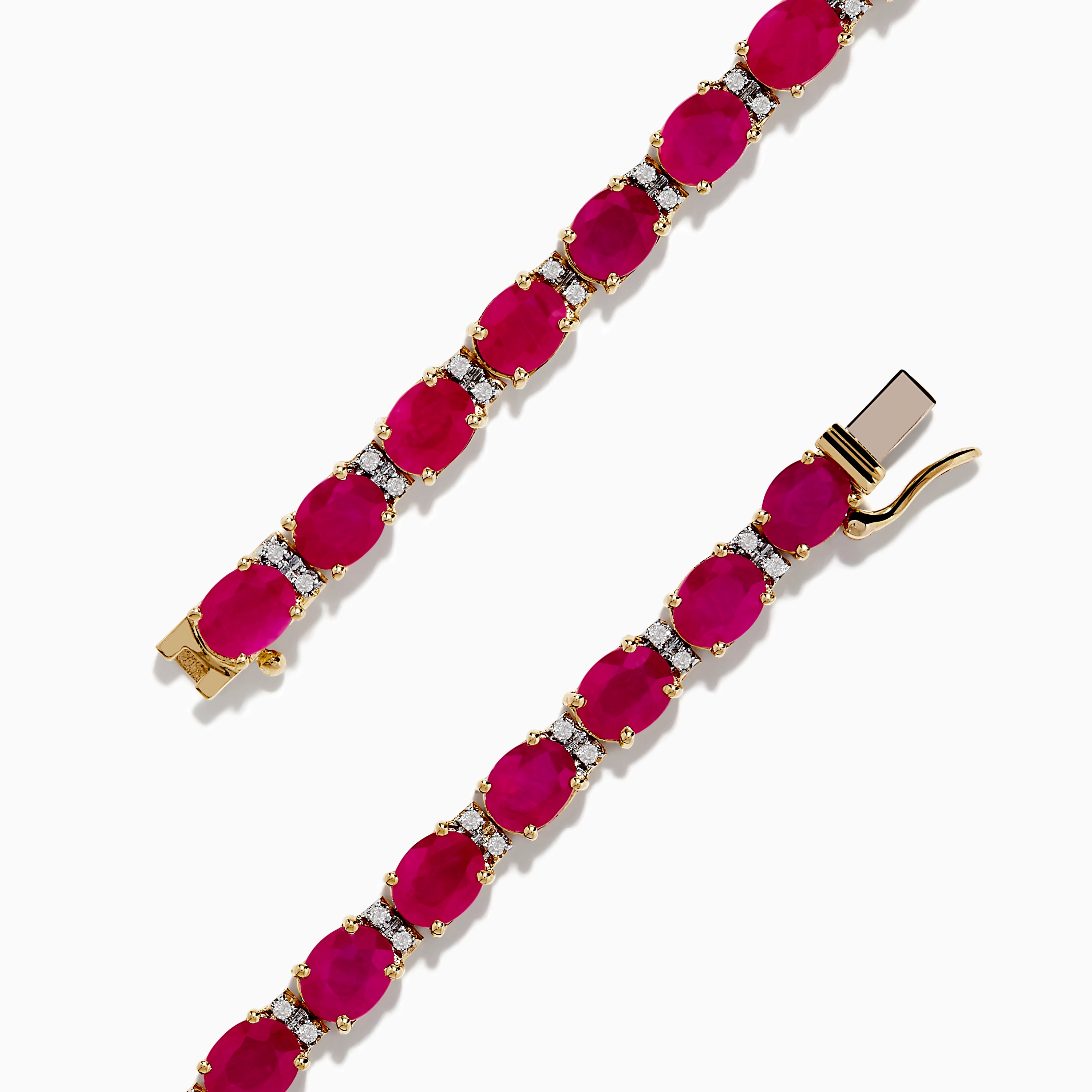 Ruby Royale 14K Yellow Gold Ruby and Diamond Tennis Bracelet, 12.19 TC ...
