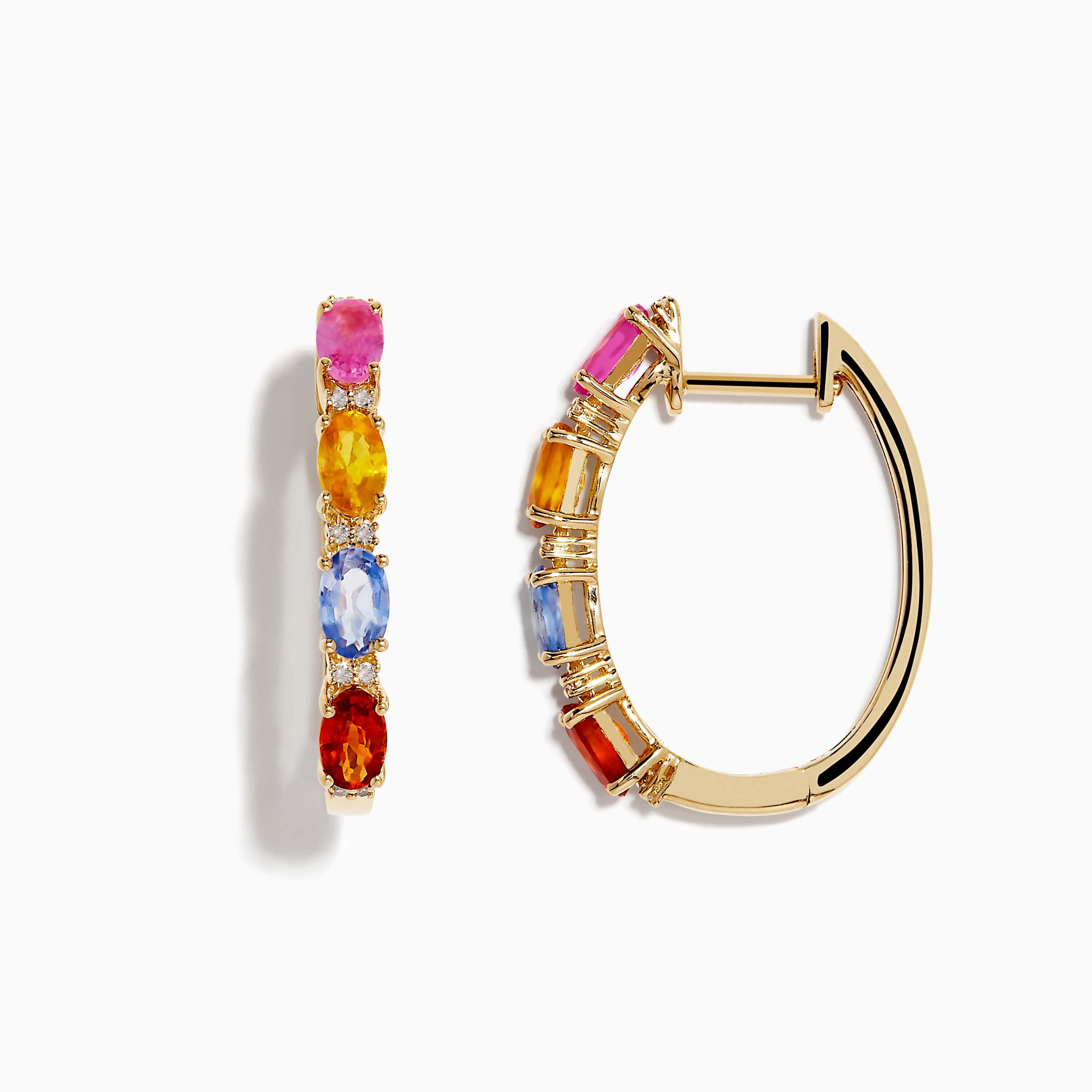 Watercolors 14K Gold Multi Sapphire and Diamond Earrings, 2.58 TCW ...