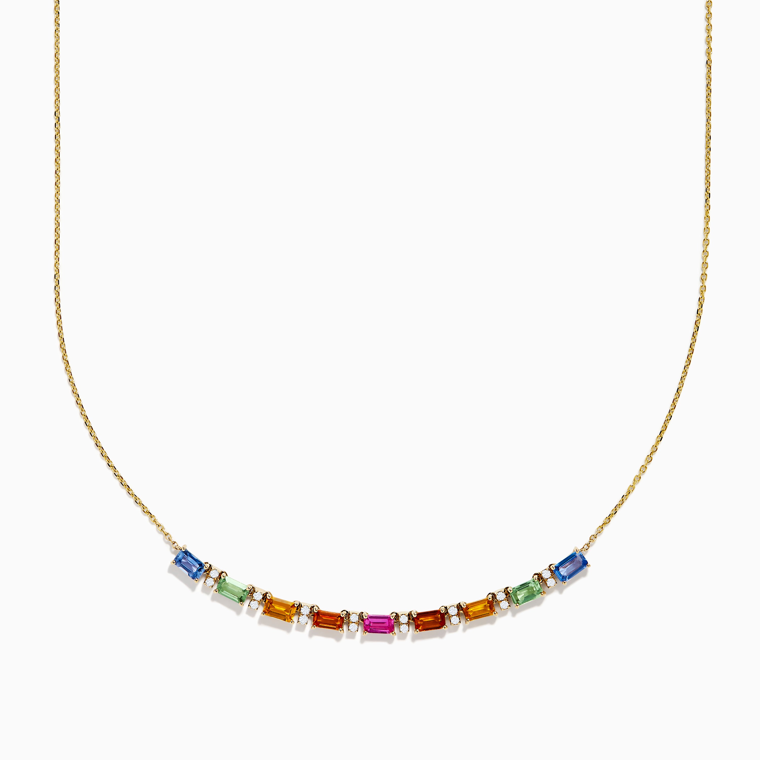 Watercolors 14K Yellow Gold Multi Sapphire and Diamond Necklace ...