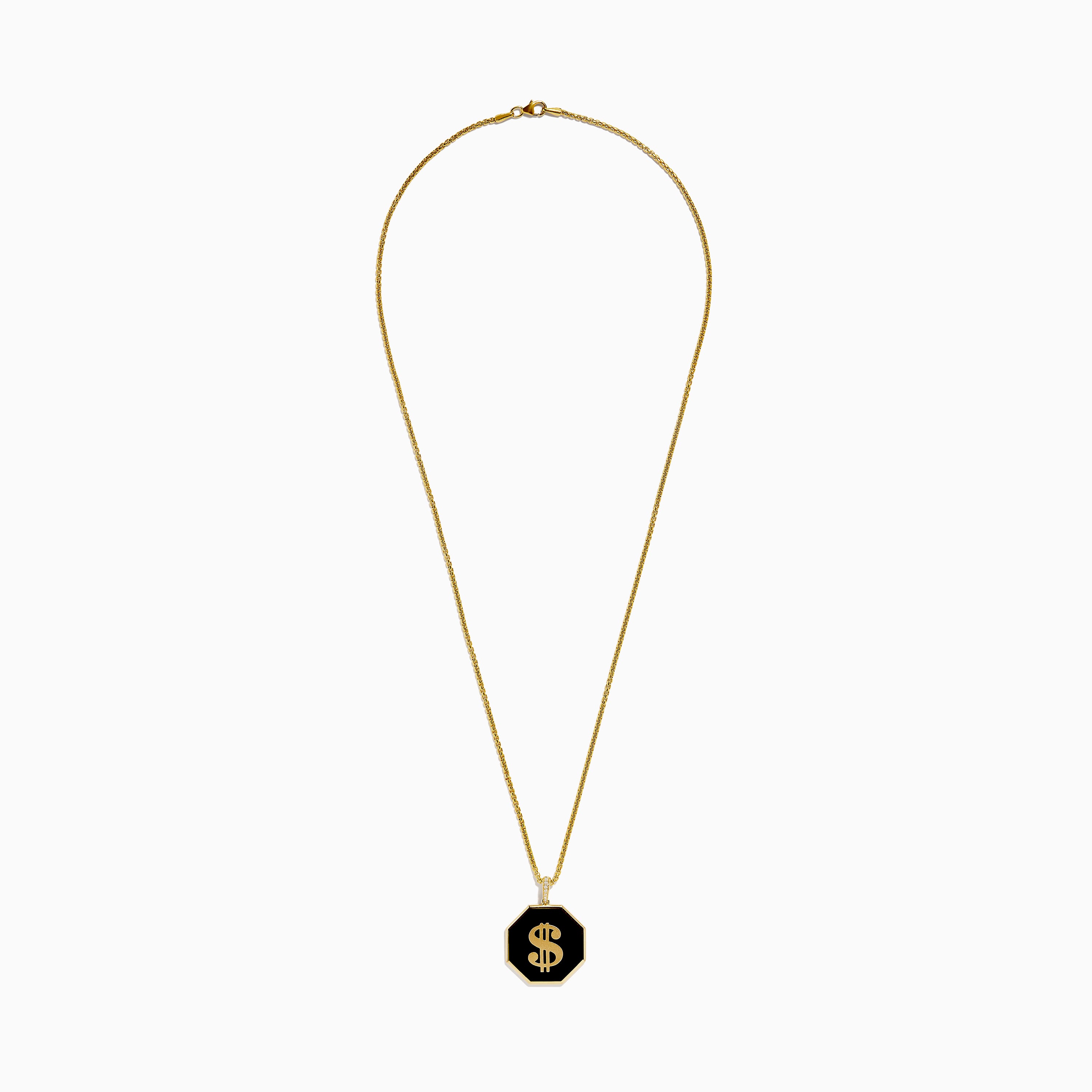 Casino Men's Yellow Gold Plated Sterling Silver Dollar Sign Pendant ...