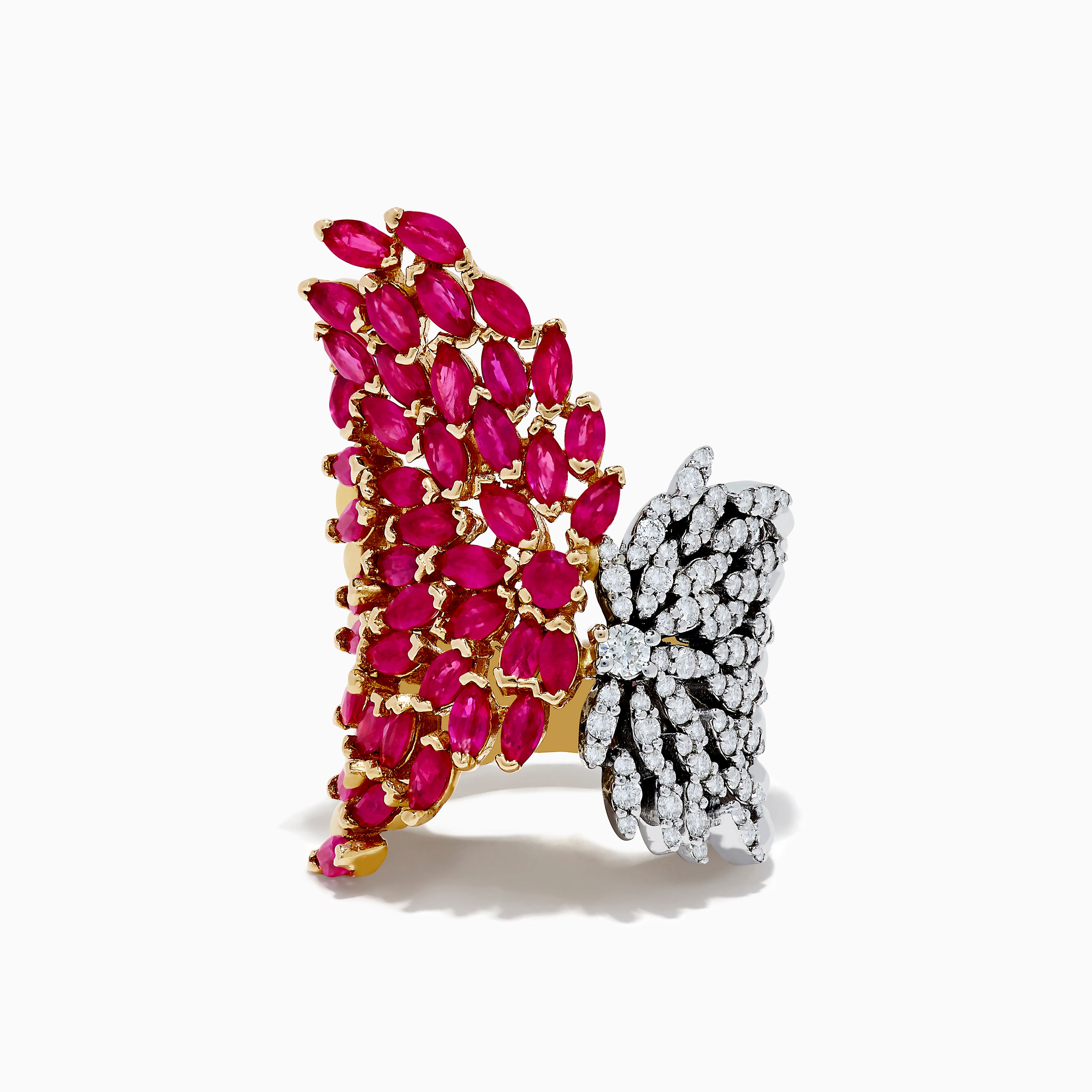Ruby Royale 14K 2-Tone Gold Ruby and Diamond Cocktail Ring, 5.56 TCW ...