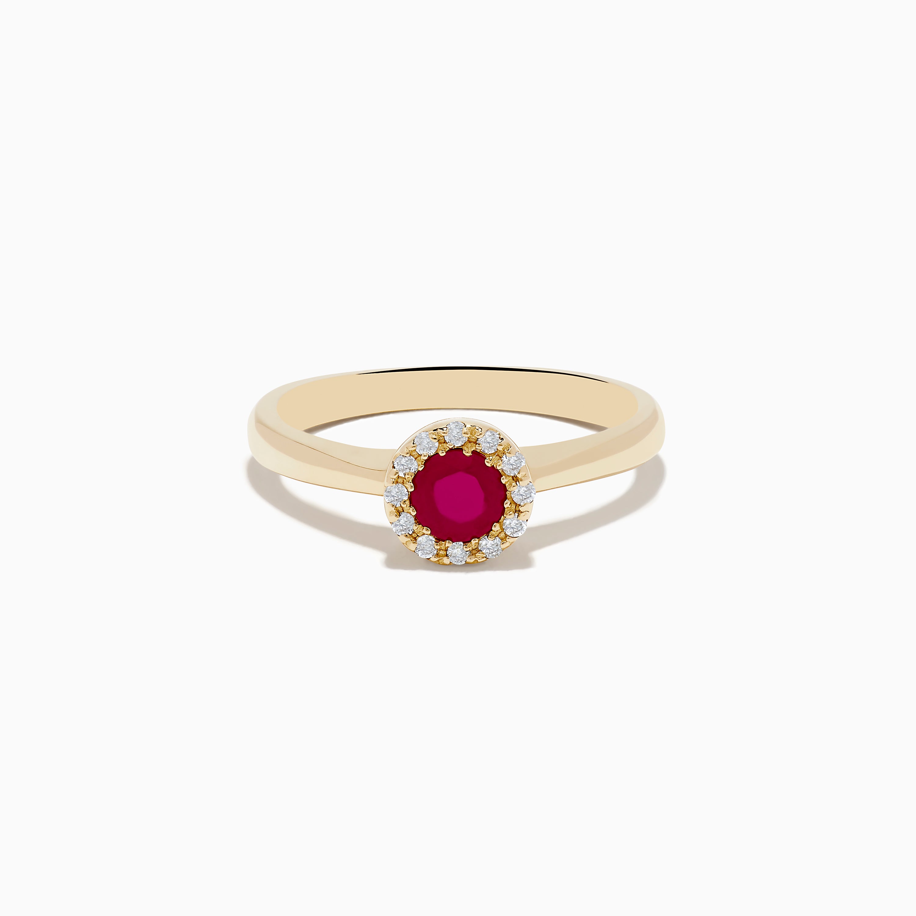 Ruby Royale 14K Yellow Gold Round Diamond Halo Ruby Ring, 0.52 TCW ...