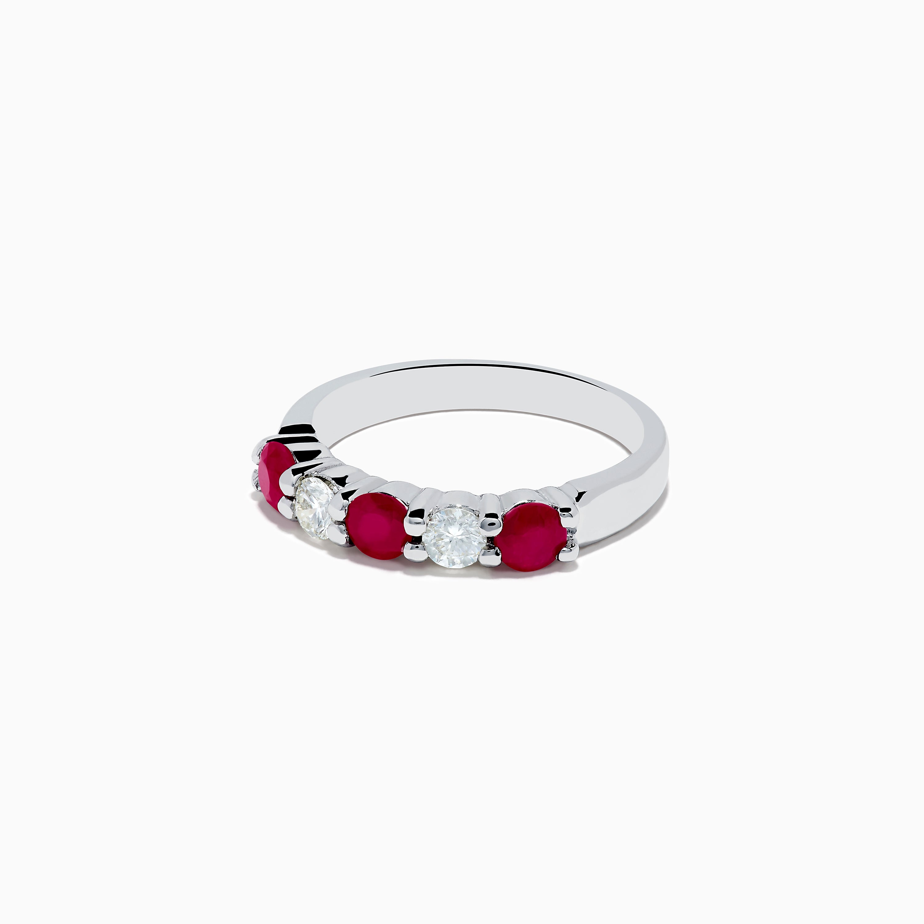 14K White Gold Ruby and Diamond Stacking Band, 1.14 TCW – effyjewelry.com