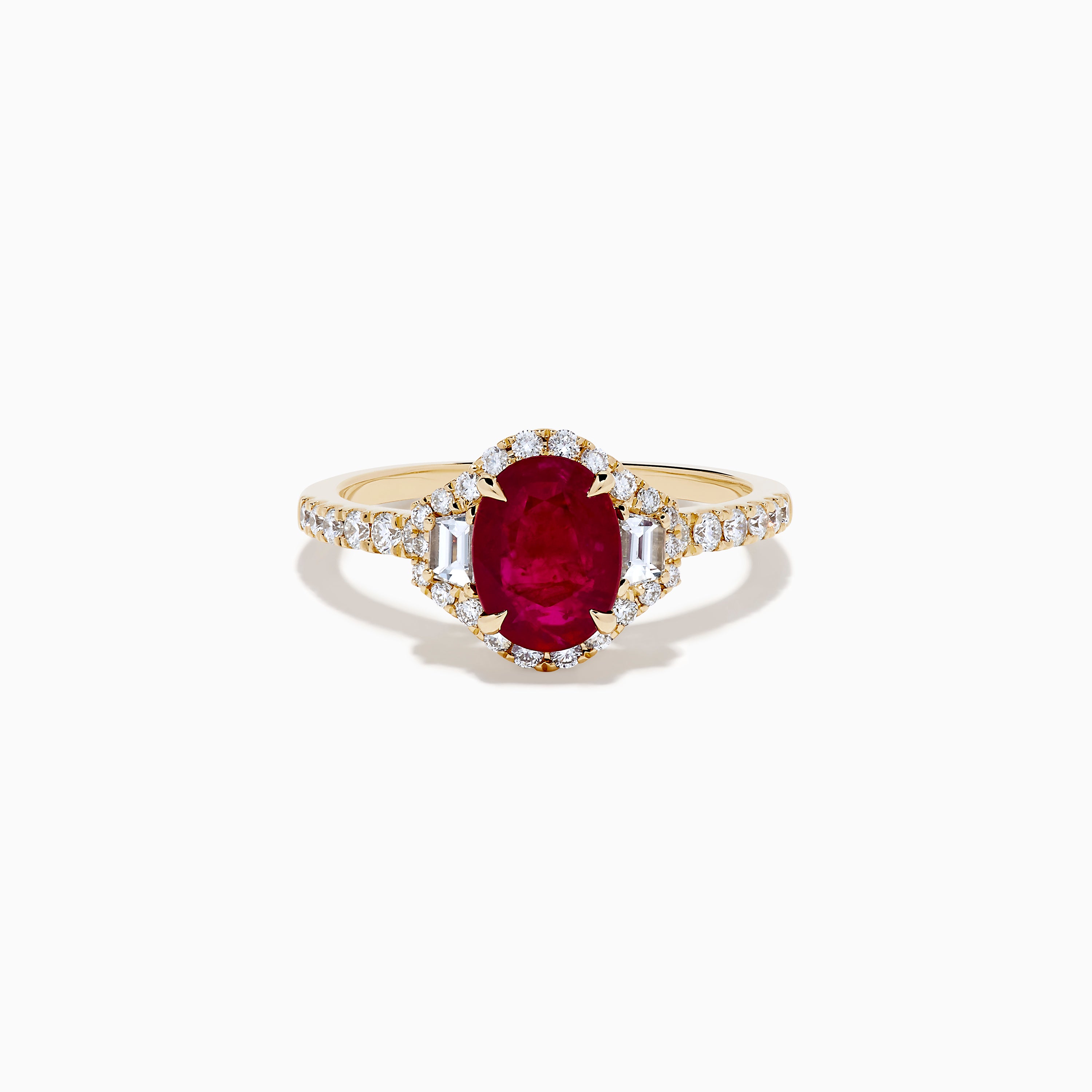 Ruby Royale 14K Yellow Gold Ruby and Diamond 3 Stone Ring – effyjewelry.com