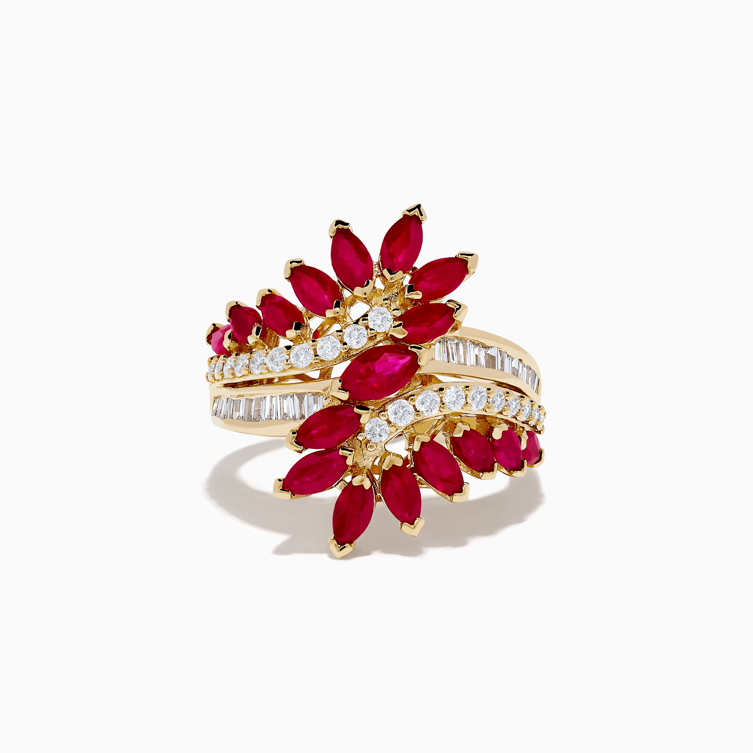 Ruby Royale 14K Yellow Gold Ruby and Diamond Cocktail Ring, 3.76 TCW ...
