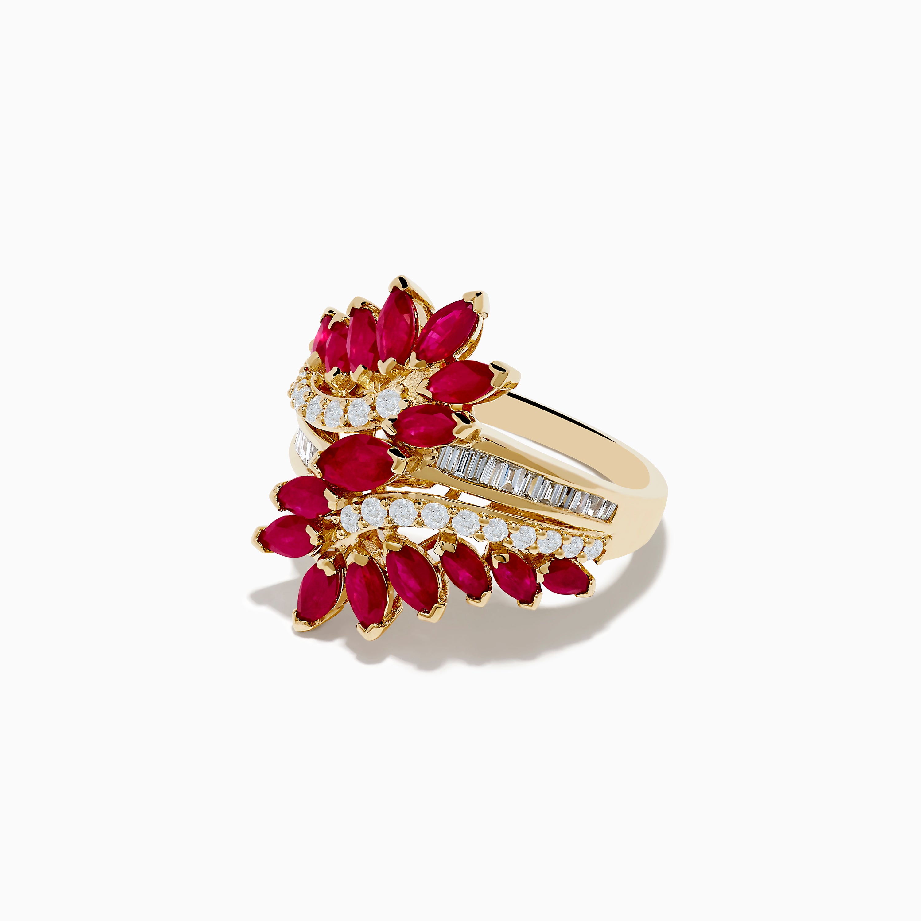 Ruby Royale 14K Yellow Gold Ruby and Diamond Cocktail Ring, 3.76 TCW ...