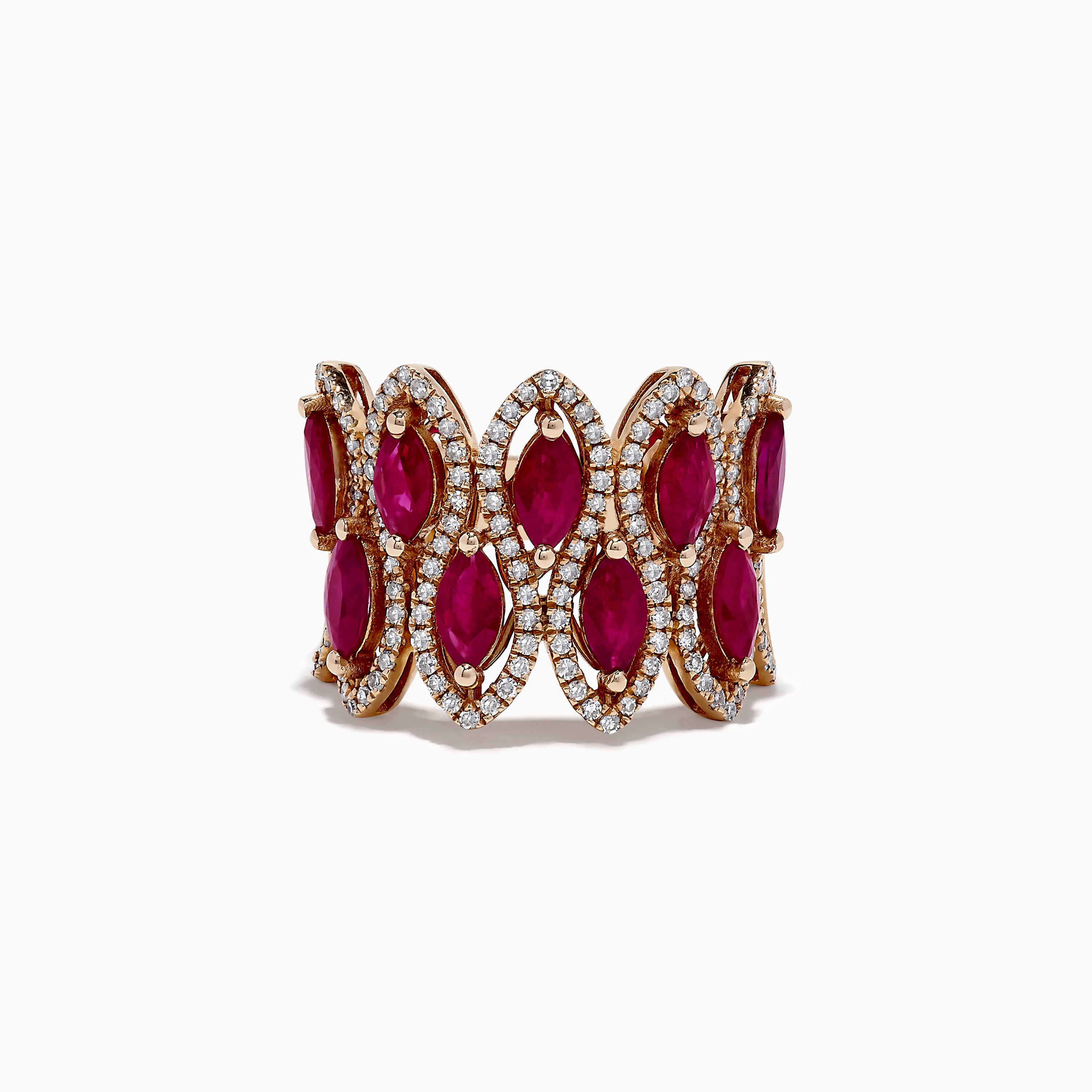 Ruby Royale 14K Rose Gold Ruby and Diamond Cocktail Ring, 3.76 TCW ...