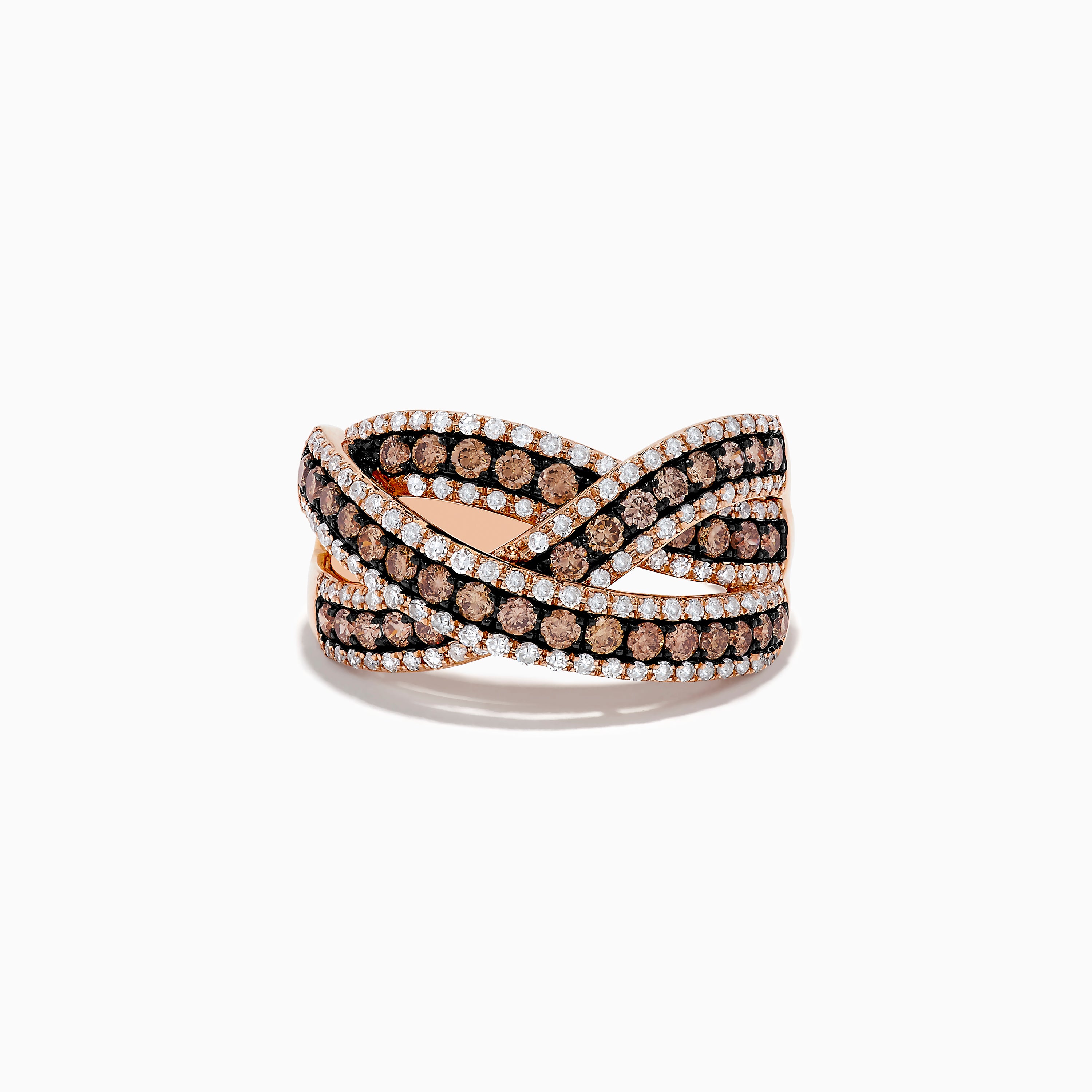 14K Rose Gold Diamond Criss Cross Ring, 1.06 TCW – effyjewelry.com