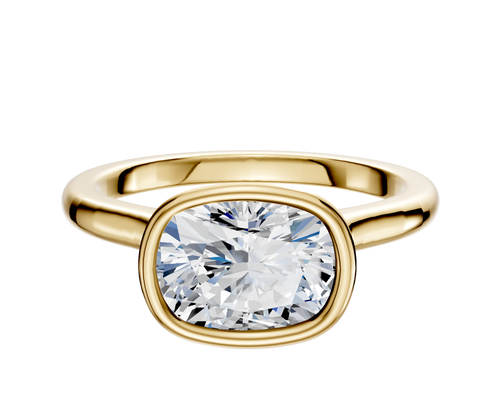 14K Yellow Gold Bezel Full Bezel East/West Cathedral Dome 2.0mm Engagement Ring