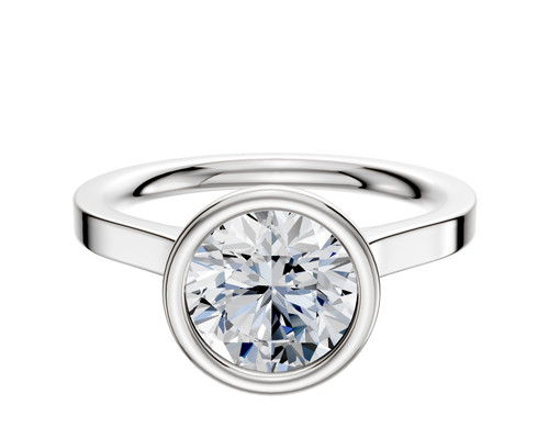 Platinum Bezel Full Bezel North/South Cathedral Flat 2.0mm Engagement Ring