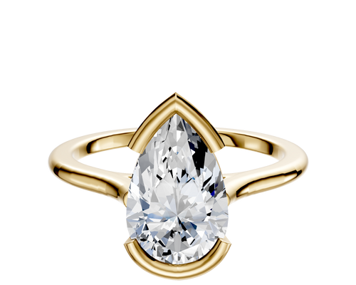 14K Yellow Gold Bezel Half Bezel East/West Cathedral Dome 1.5mm Engagement Ring