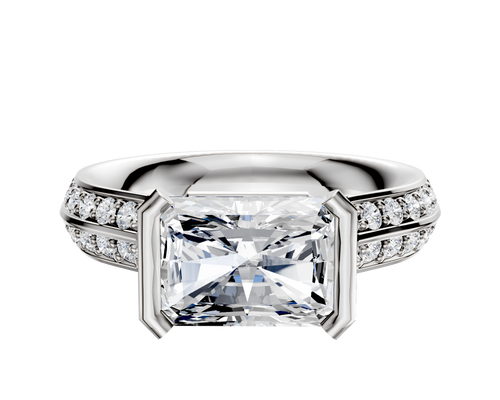14K White Gold Bezel Half Bezel East/West Cathedral Knife Edge 1-Row ...