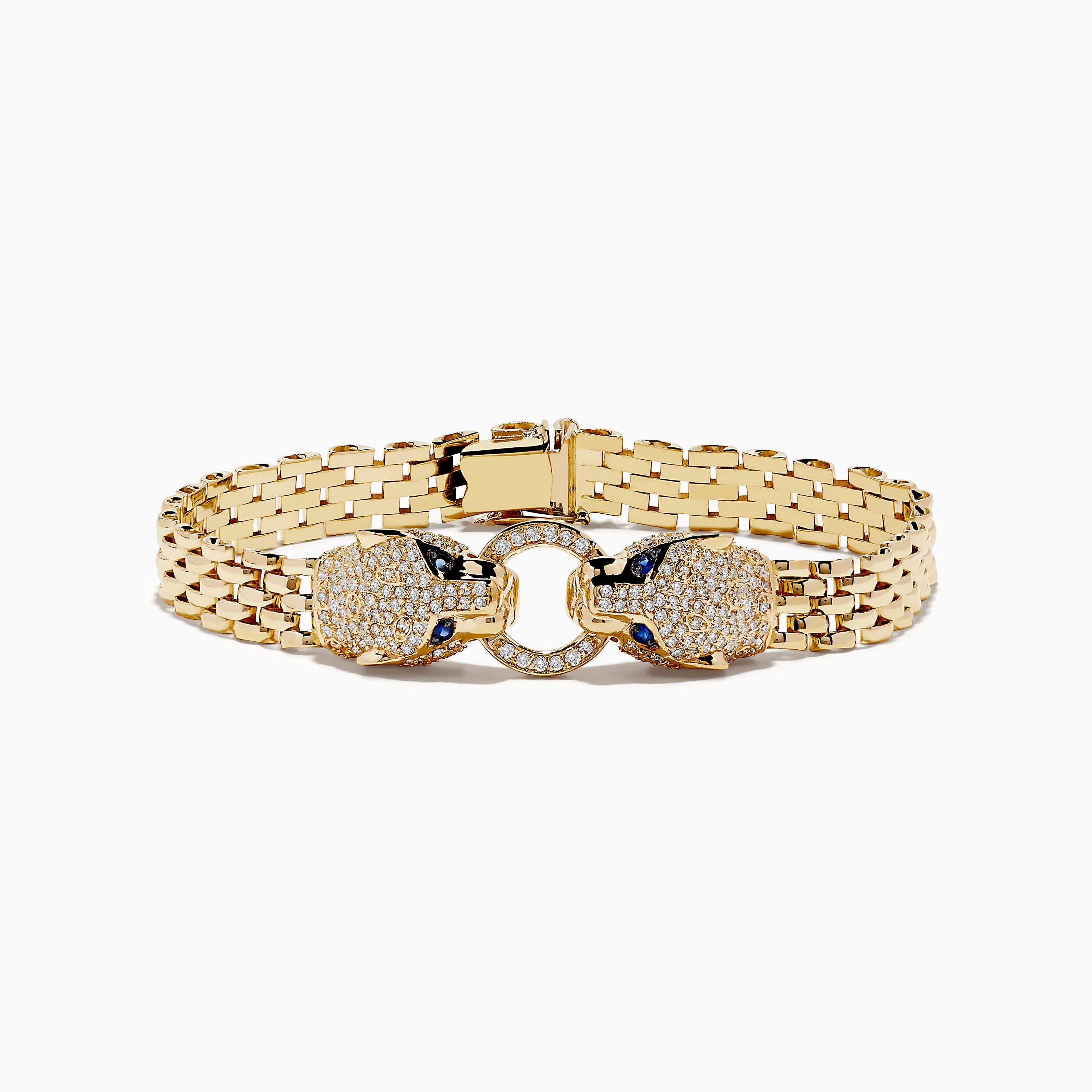 Signature 14K Yellow Gold Sapphire and Diamond Panther Bracelet ...