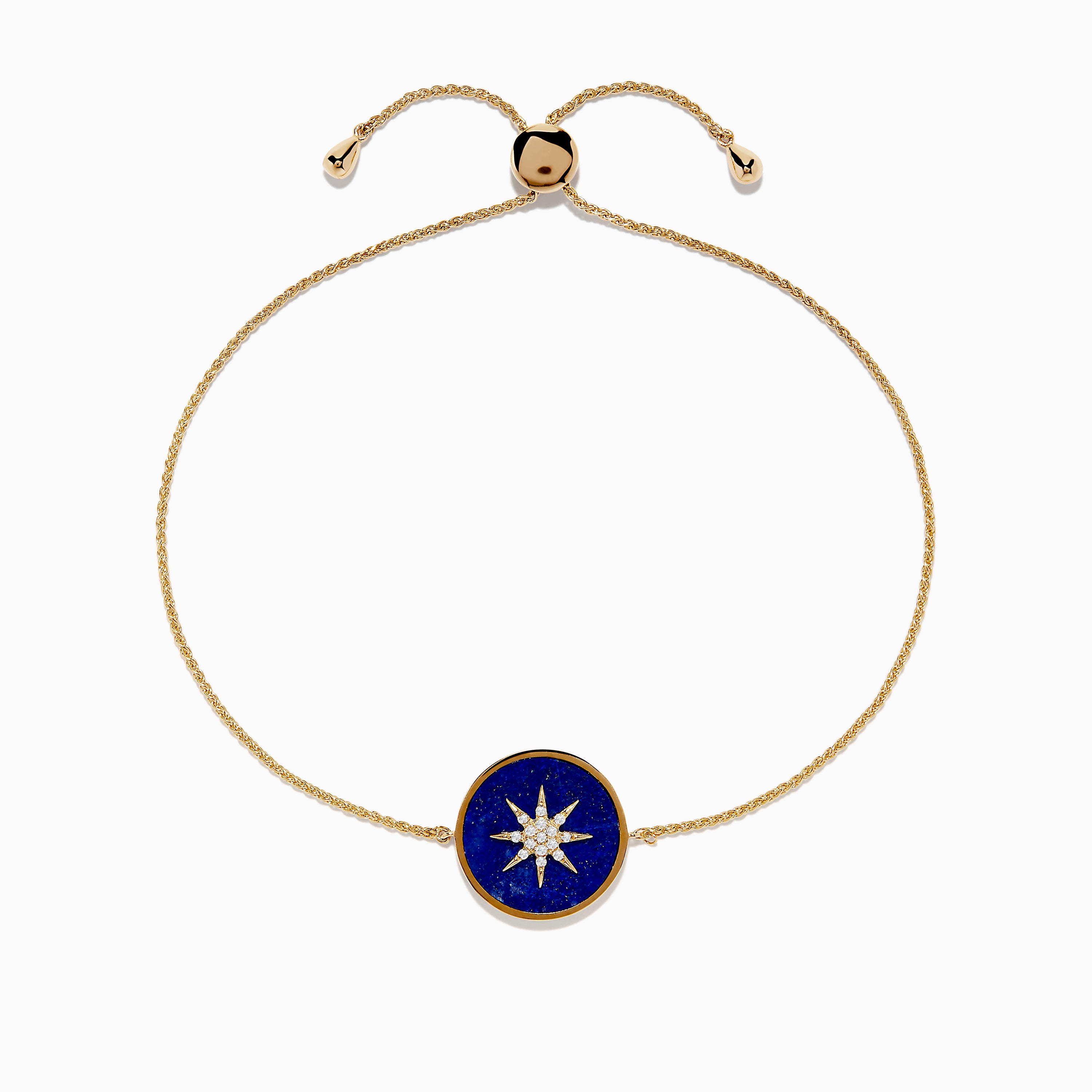14K Yellow Gold Lapis and Diamond Compass Bolo Bracelet – effyjewelry.com