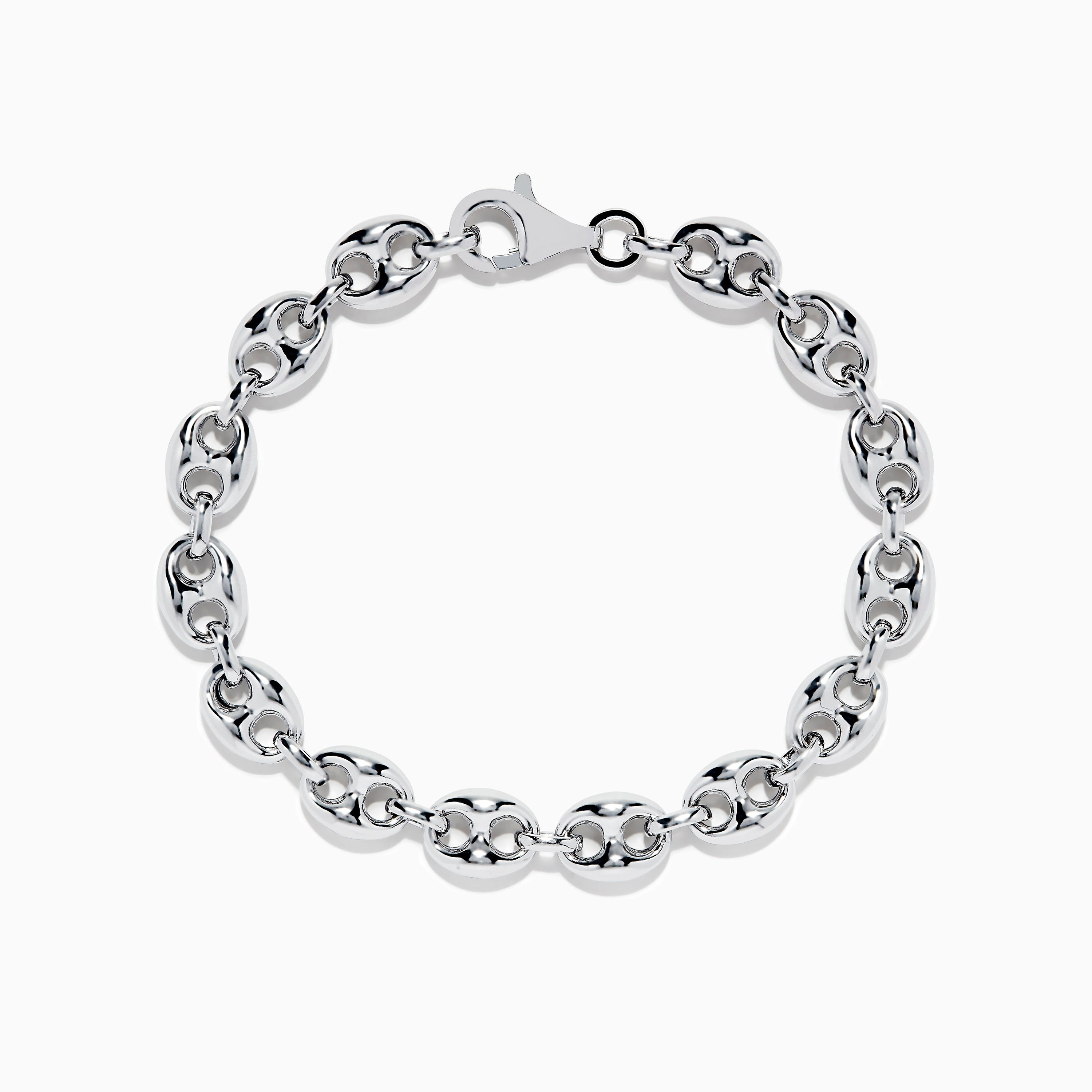 Men's 925 Sterling Silver Puffed Mariner Link Chain Bracelet ...