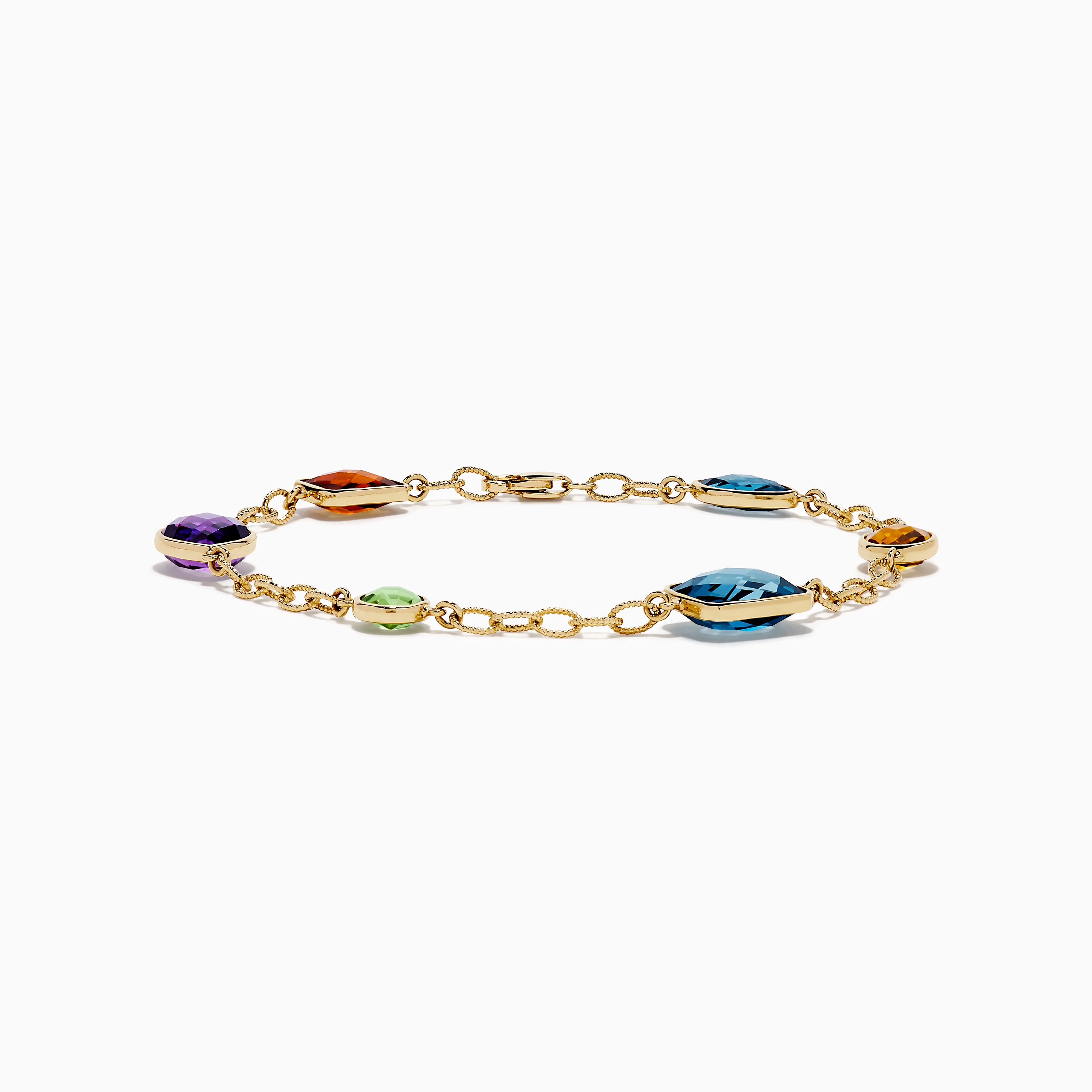 Mosaic 14K Yellow Gold Multi Gemstone Station Bracelet – effyjewelry.com