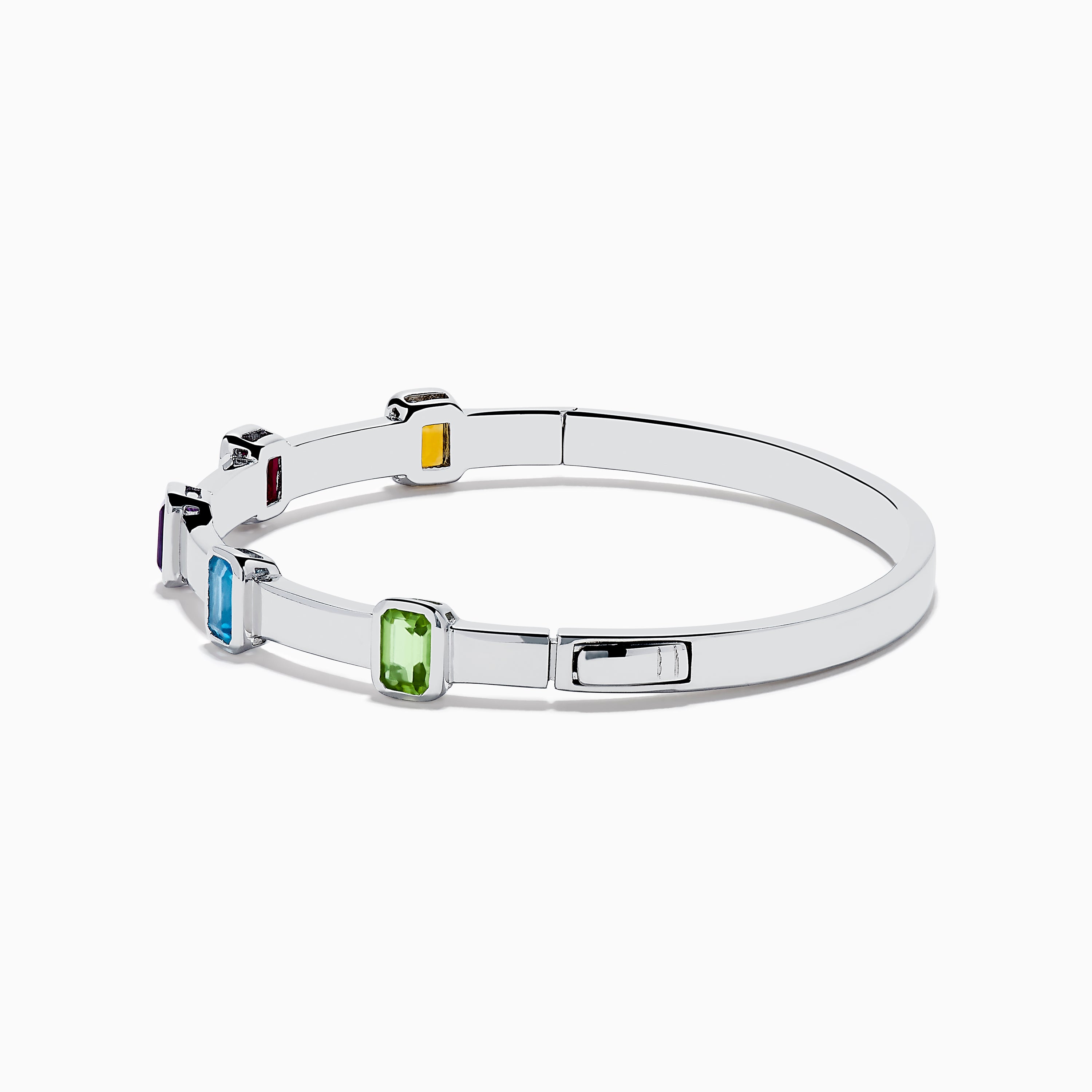 Mosaic 925 Sterling Silver Multicolor Gemstone Bangle – effyjewelry.com
