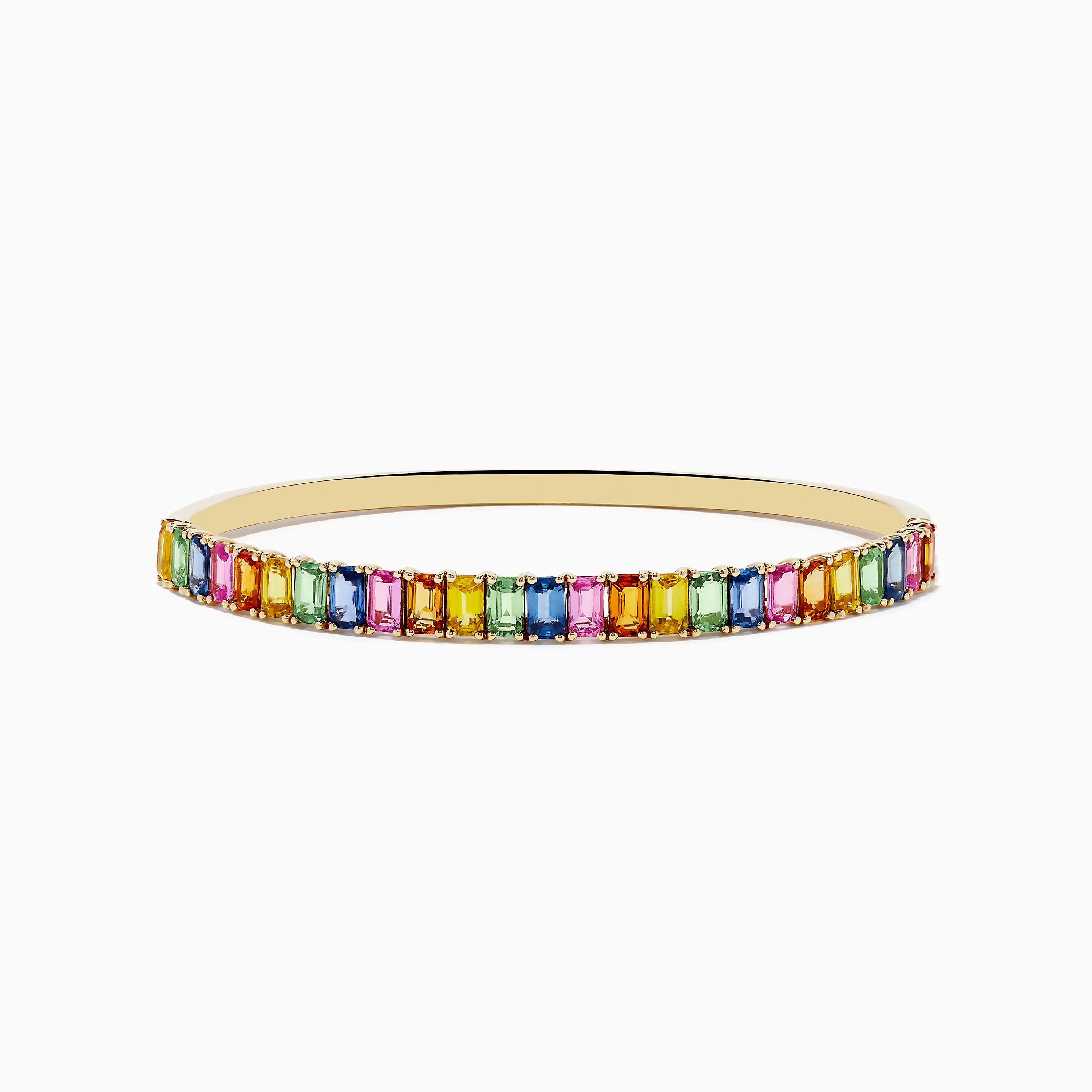 Watercolor 14k Yellow Gold Emerald Cut Multi Sapphire Bangle ...
