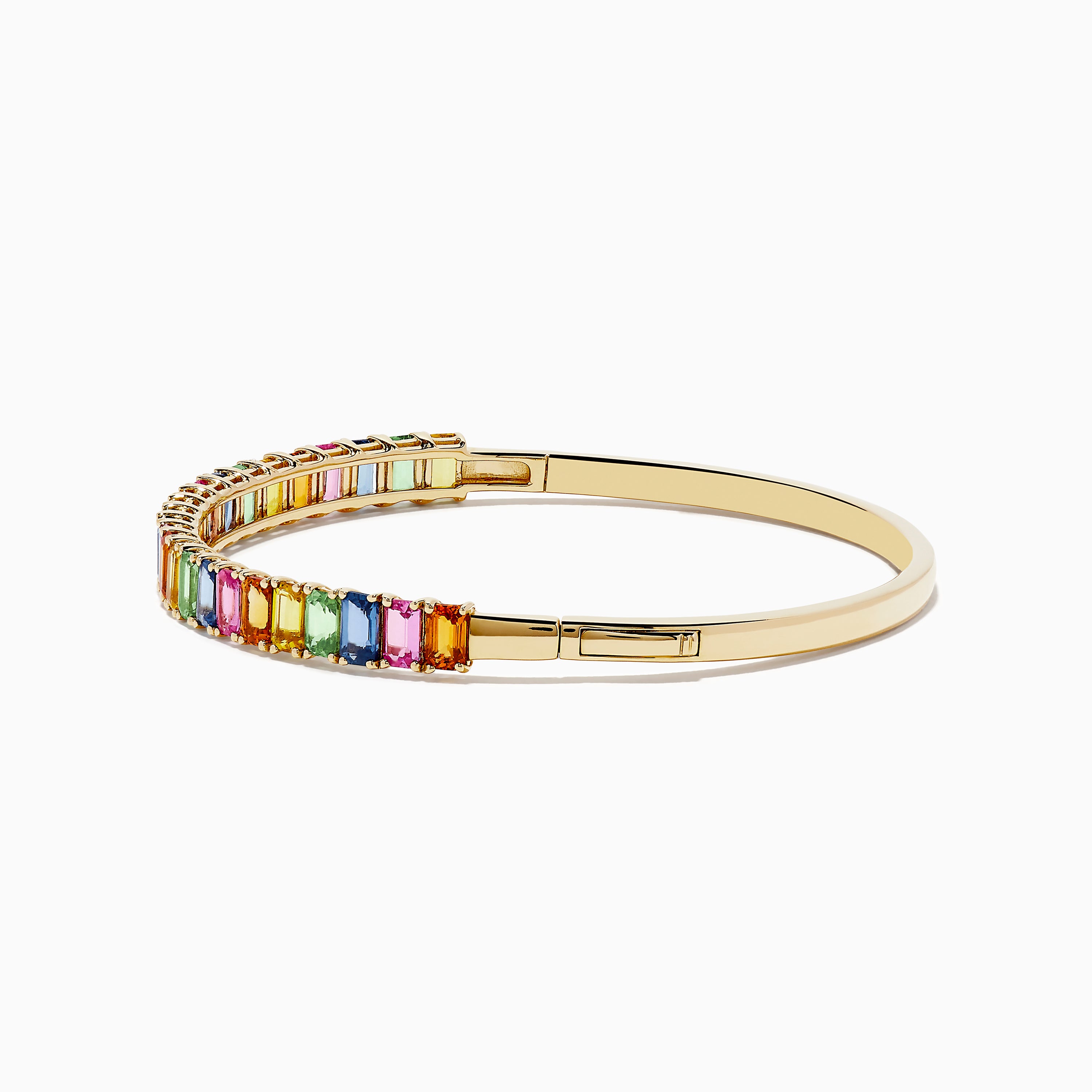 Watercolor 14k Yellow Gold Emerald Cut Multi Sapphire Bangle ...
