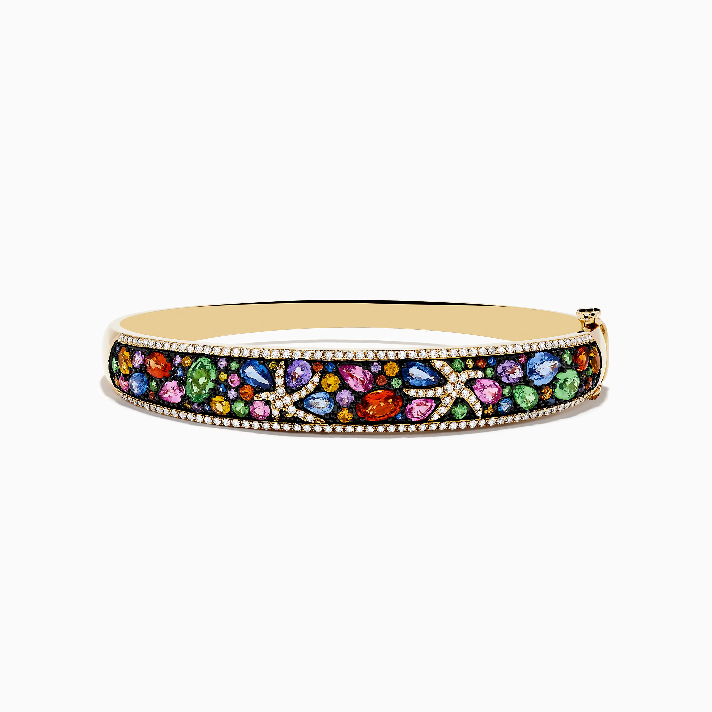 Watercolors 14K Yellow Gold Multi Sapphire and Diamond Starfish Bracel ...