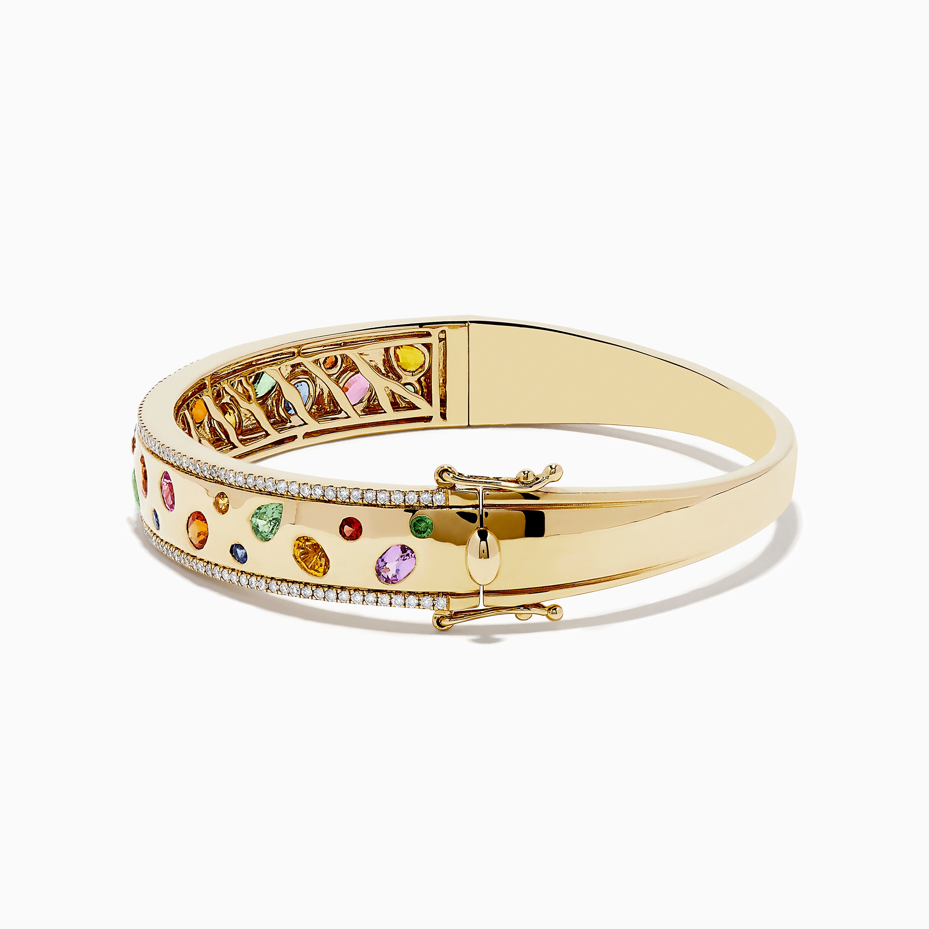 Watercolor 14k Yellow Gold Bezel Set Multi Sapphire Bangle ...