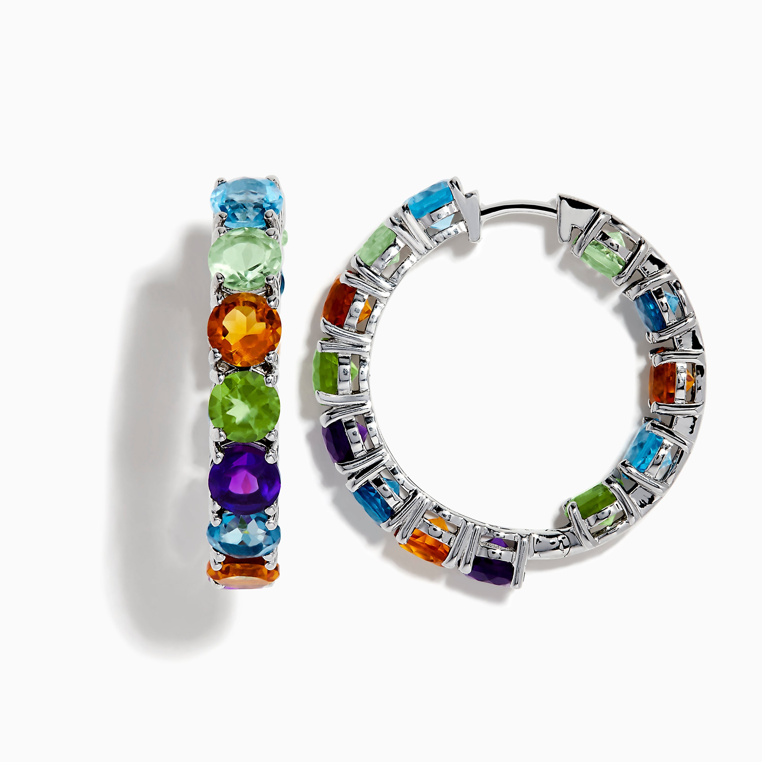 925 Mosaic Sterling Silver Mulit Gemstone Hoop Earrings – effyjewelry.com