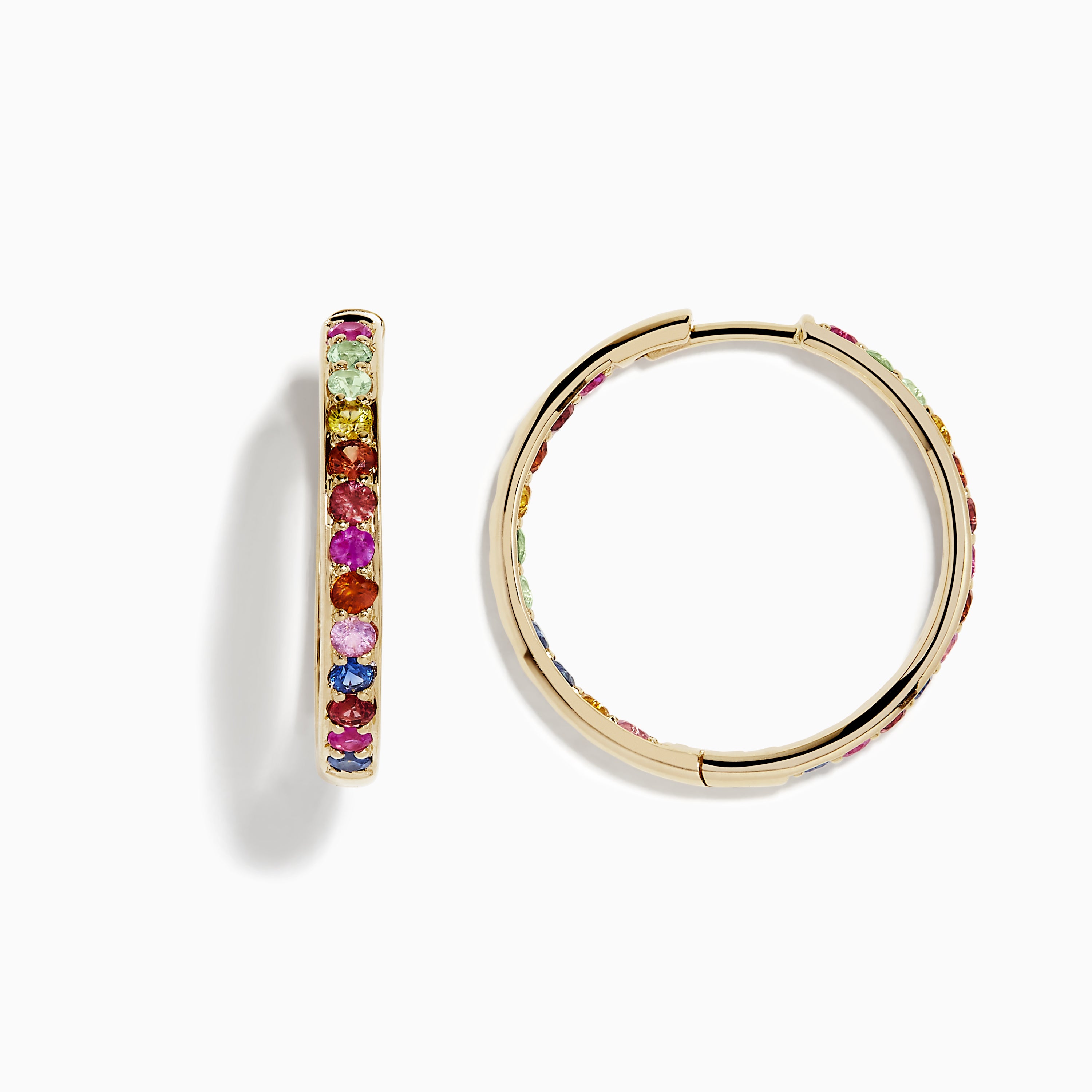 Watercolor 14k Yellow Gold Multi Sapphire Hoop Earrings – effyjewelry.com