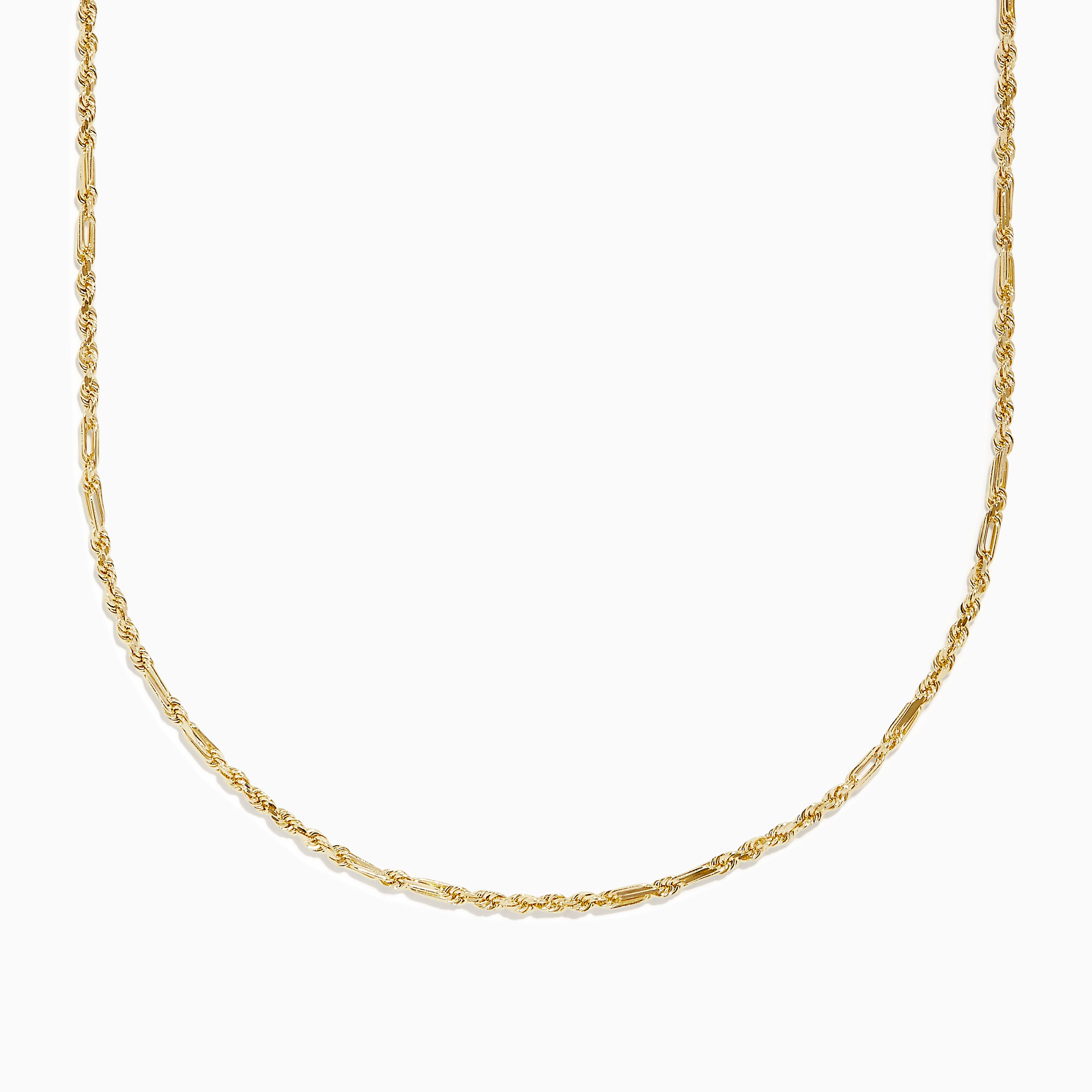 14K Yellow Gold Figaro Rope Chain Necklace 18" – effyjewelry.com