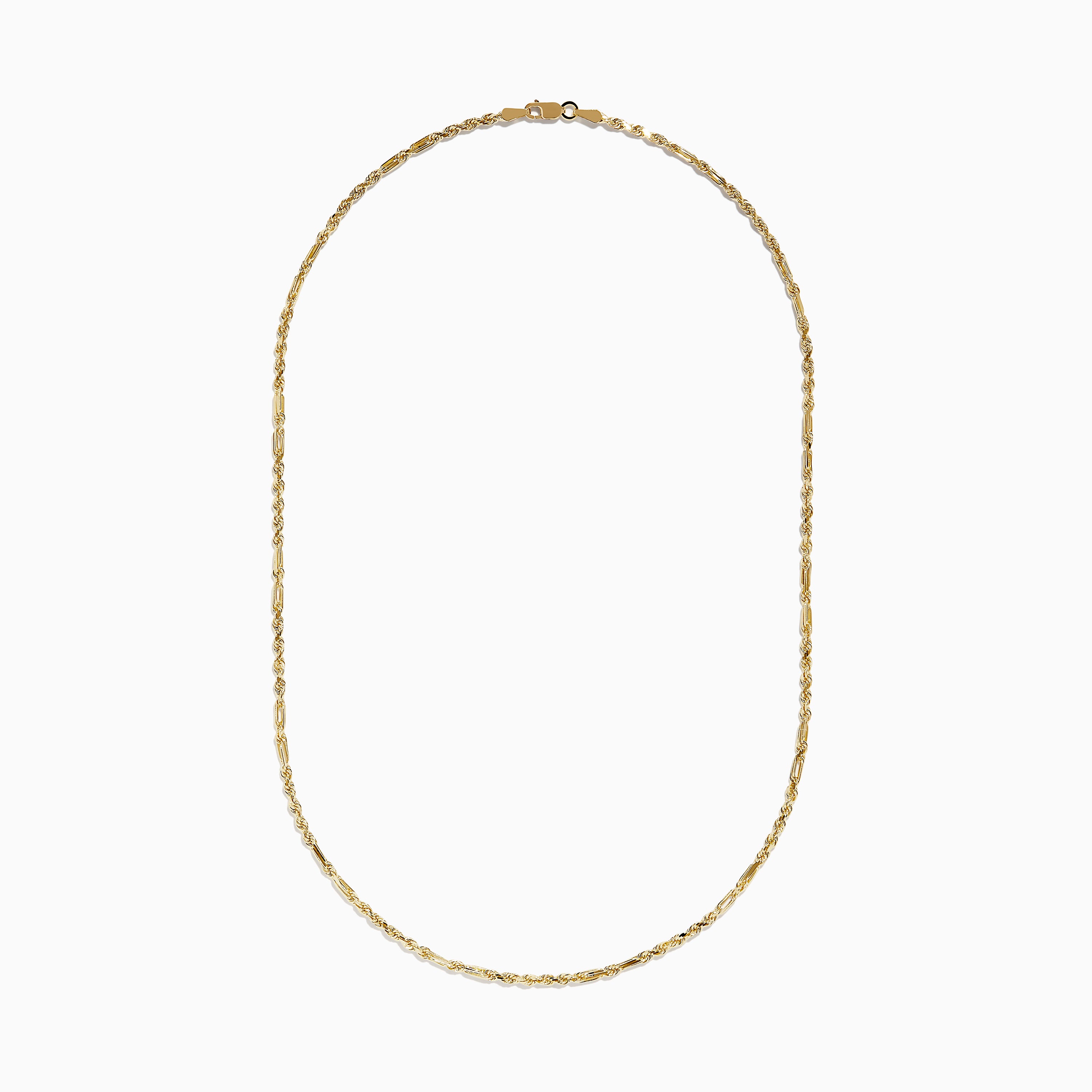 14K Yellow Gold Figaro Rope Chain Necklace 18" – effyjewelry.com