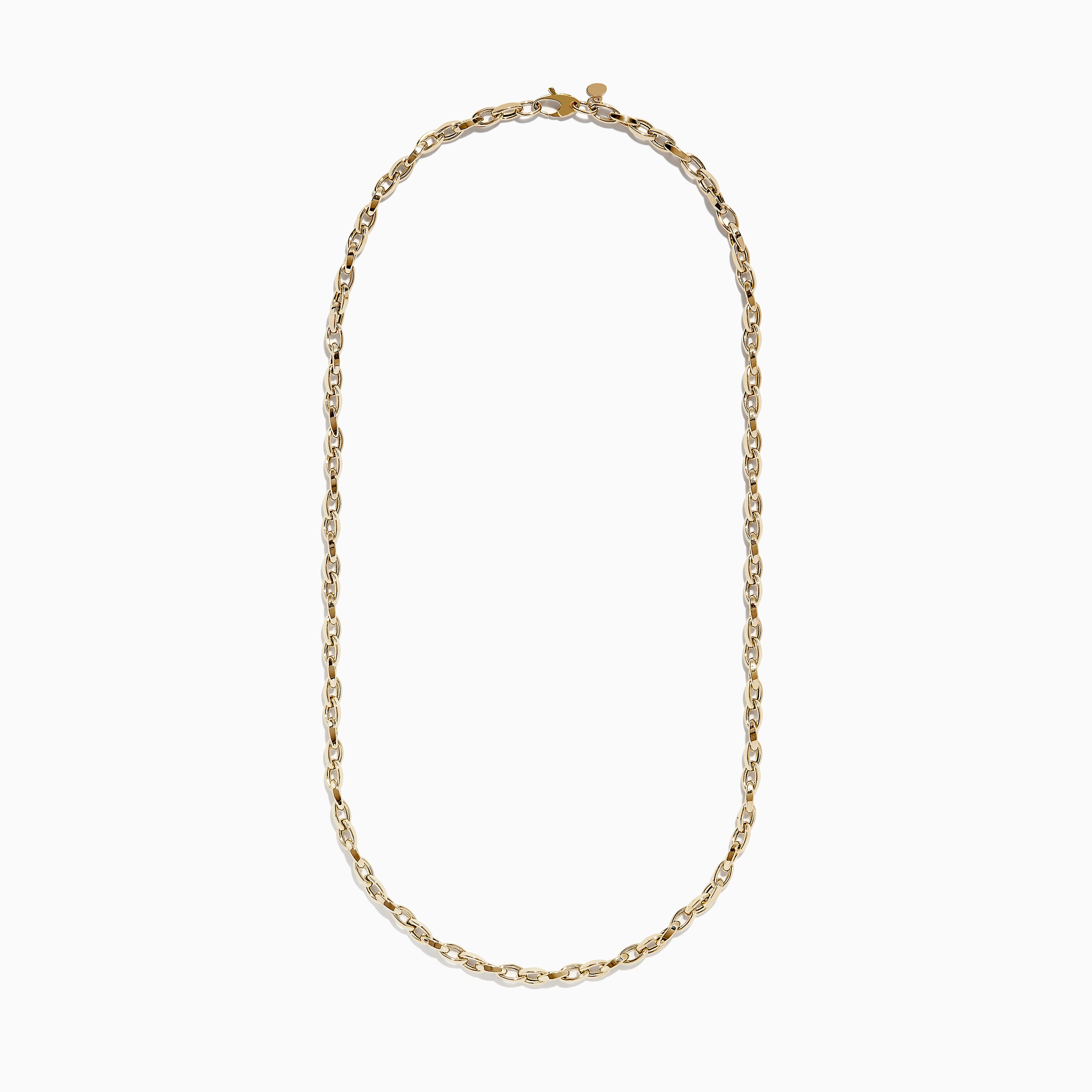 Men's 14K Yellow Gold Hollow Interlock Oval Chain Link Necklace 22 ...