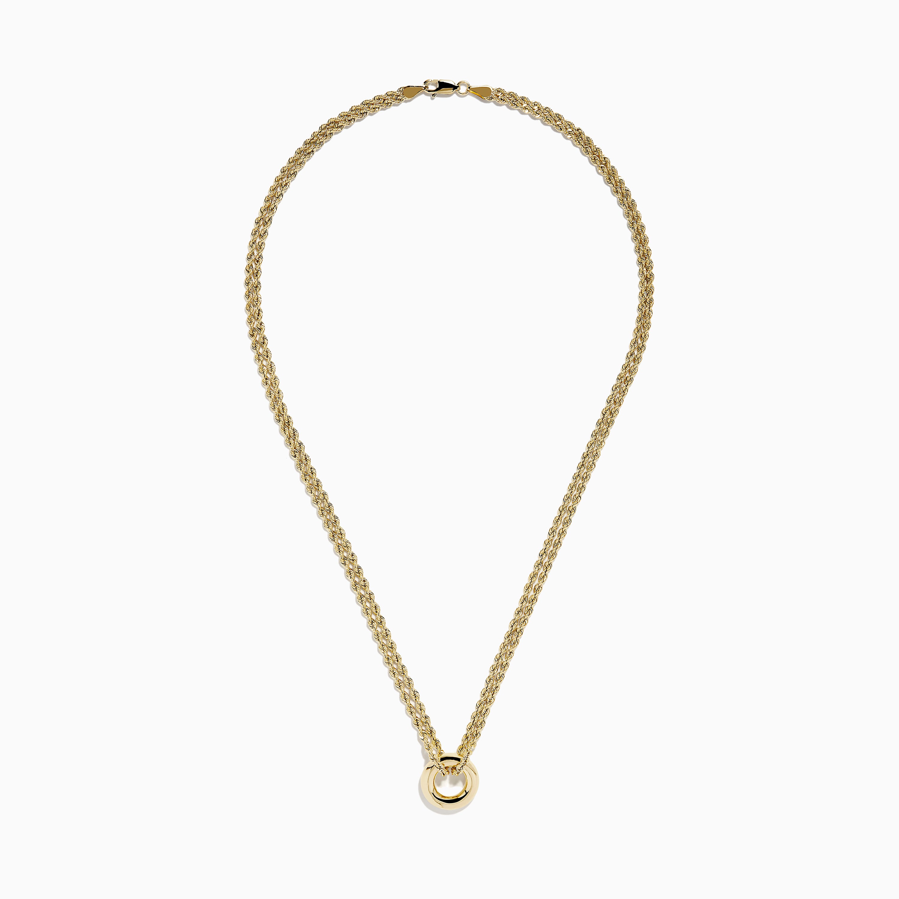 14K Yellow Gold Double Row Rope Chain with Round Tube Necklace ...