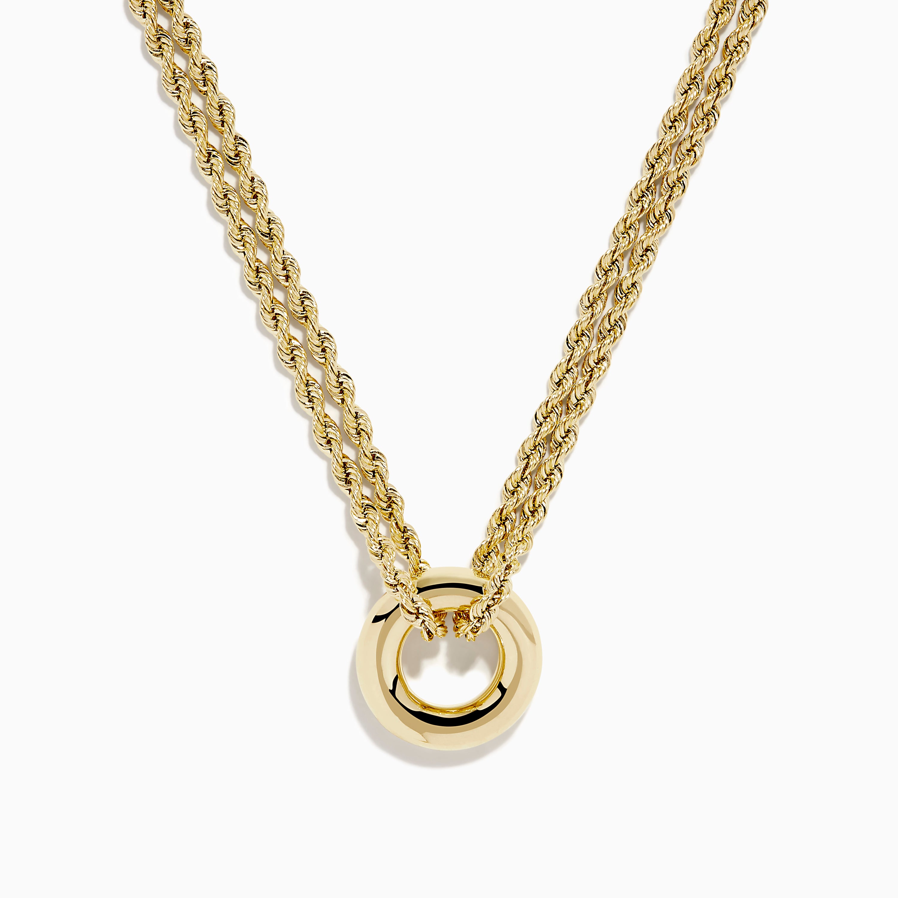 14K Yellow Gold Double Row Rope Chain with Round Tube Necklace ...