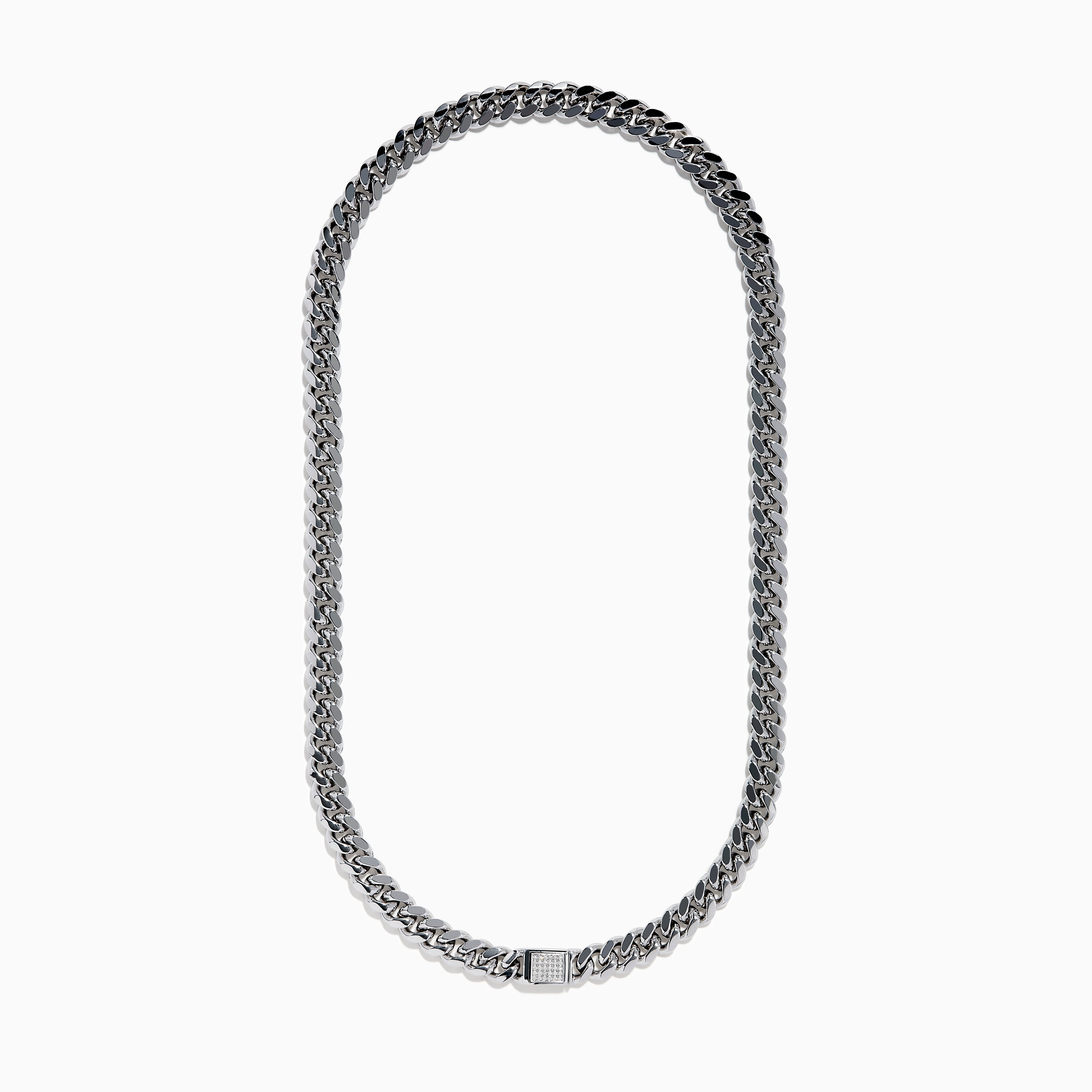Men's 925 Sterling Silver Diamond Cuban Link Chain – effyjewelry.com