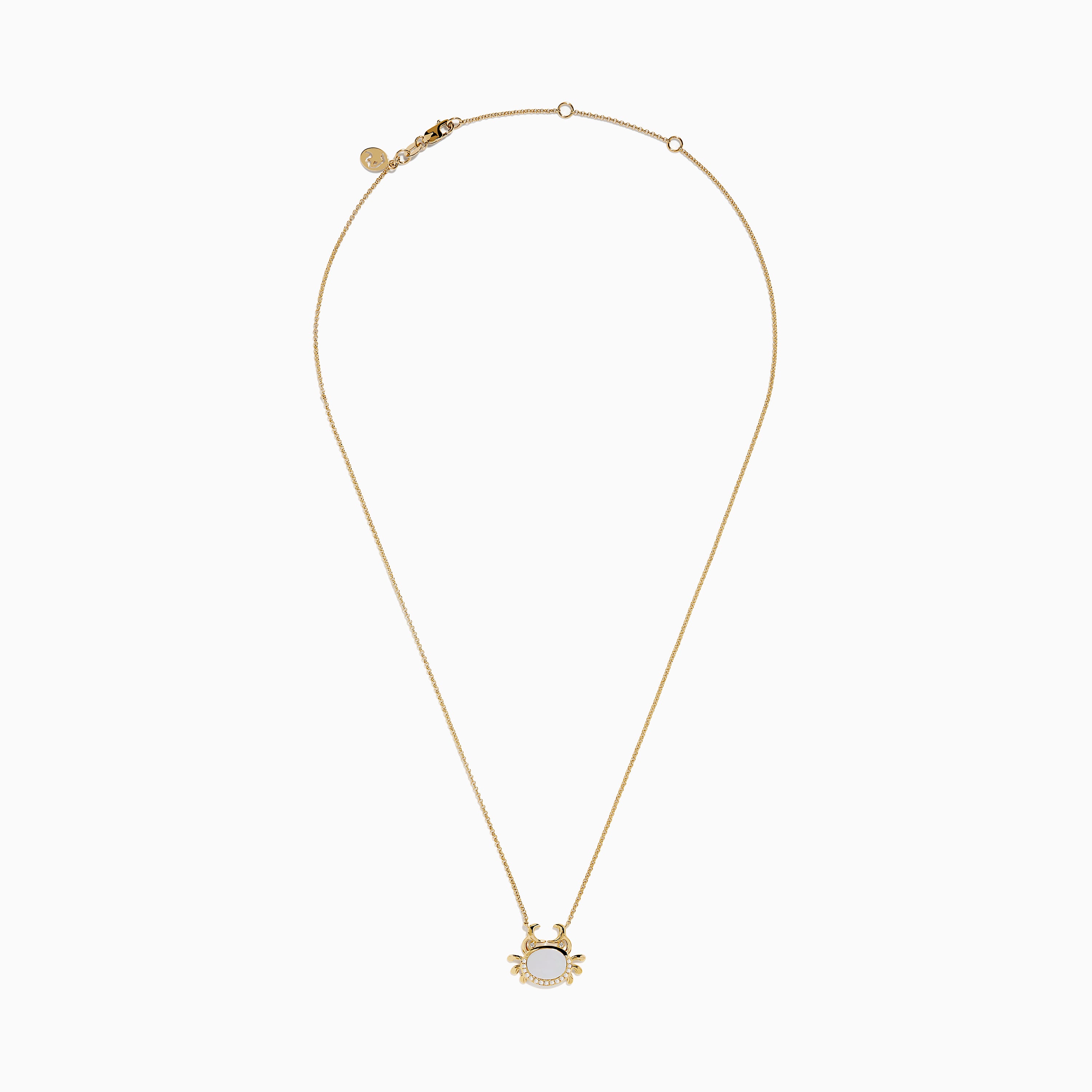 Seaside 14K Yellow Gold Mother Of Pearl and Diamond Crab Necklace ...