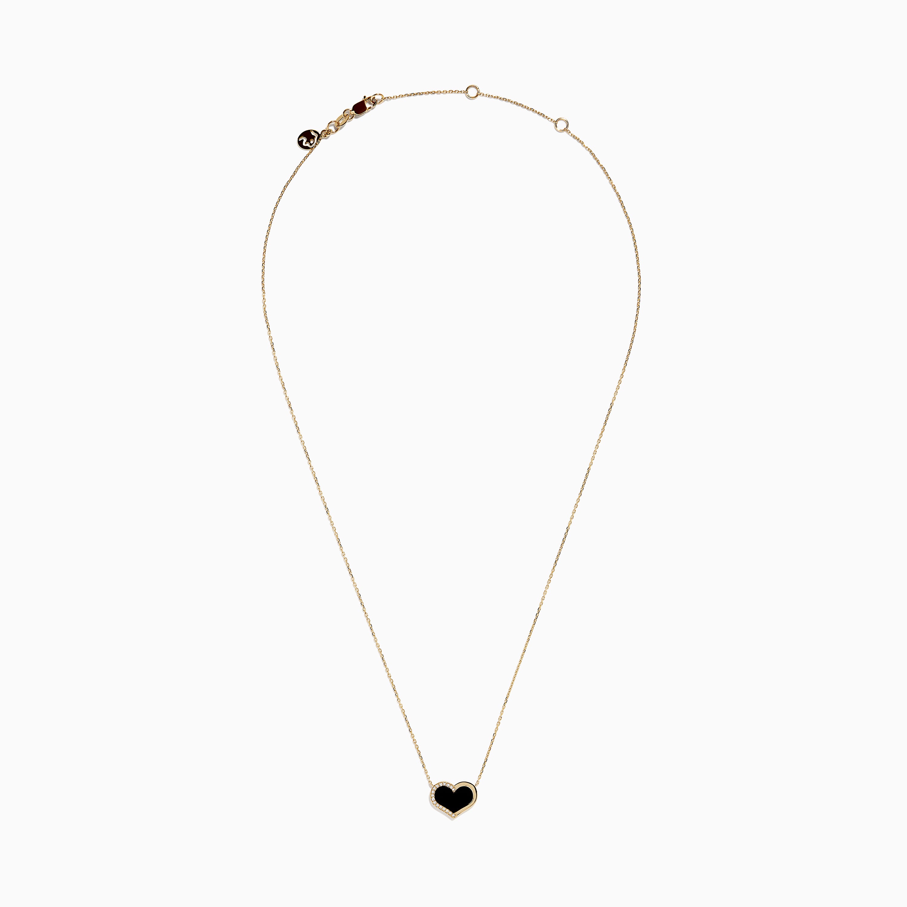 Eclipse 14K Yellow Gold Onyx and Diamond Heart Necklace – effyjewelry.com