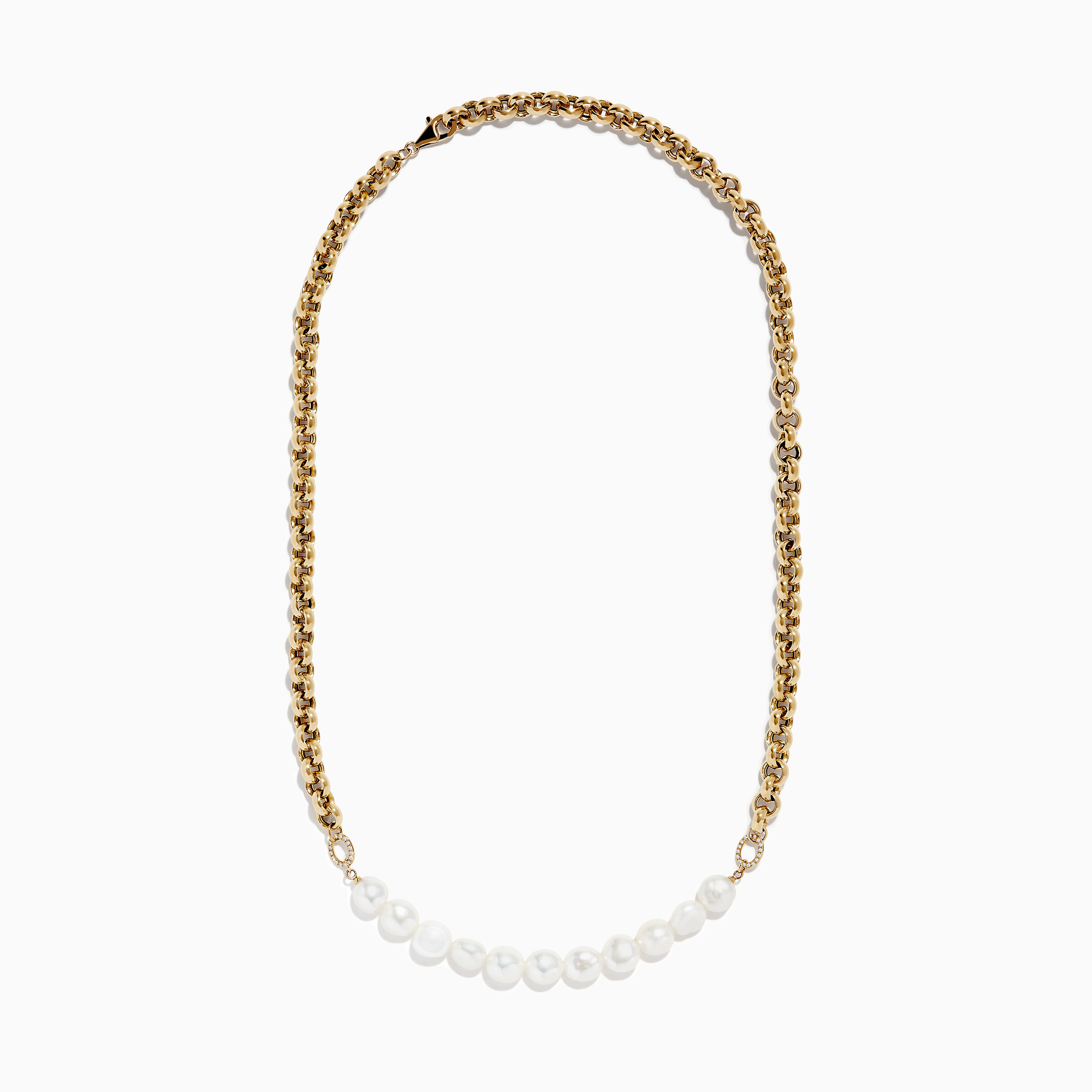 14K Yellow Gold Cultured Fresh Water Pearl &Gold Chain Necklace ...