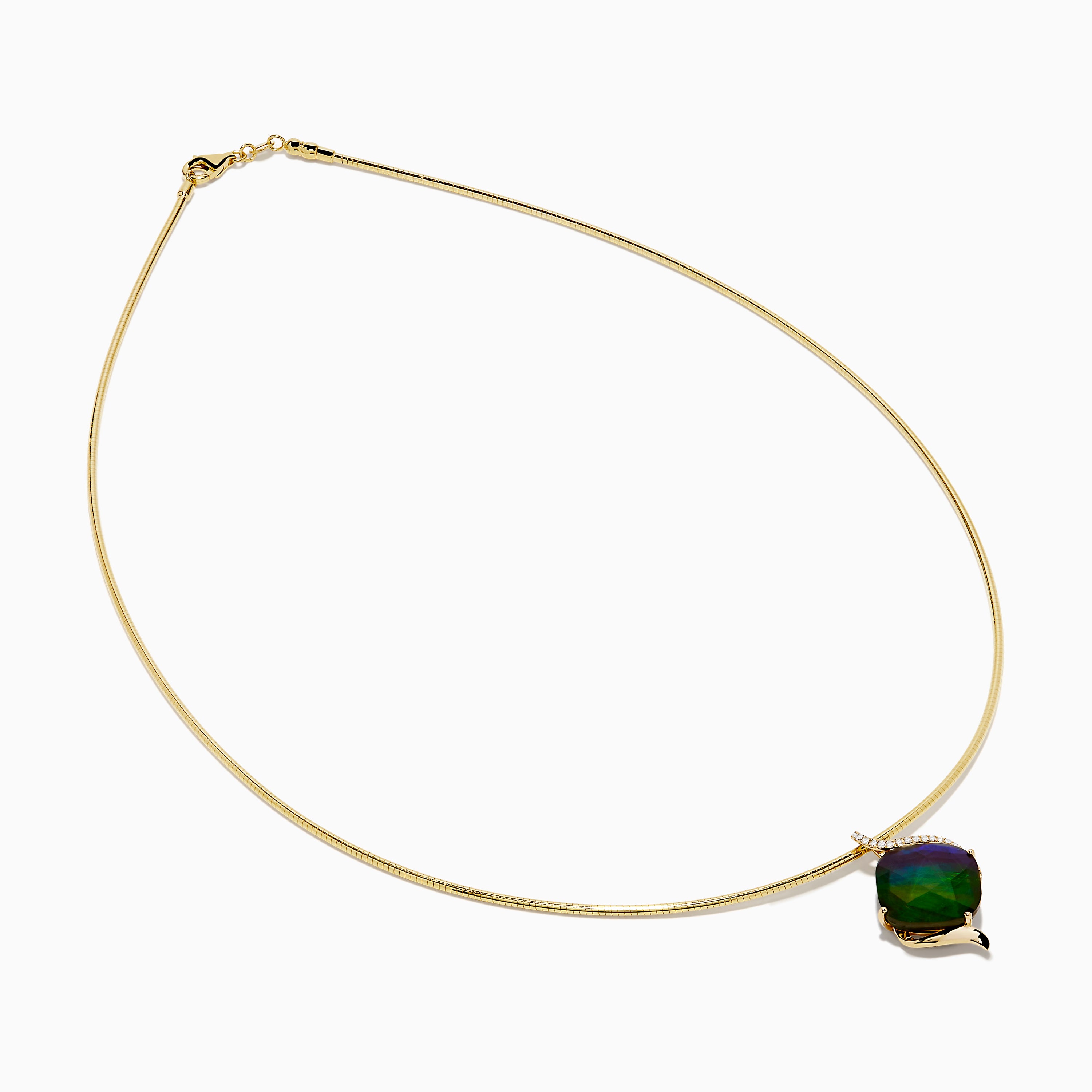 14K Yellow Gold Ammolite and Diamond Snake Chain Pendant – effyjewelry.com