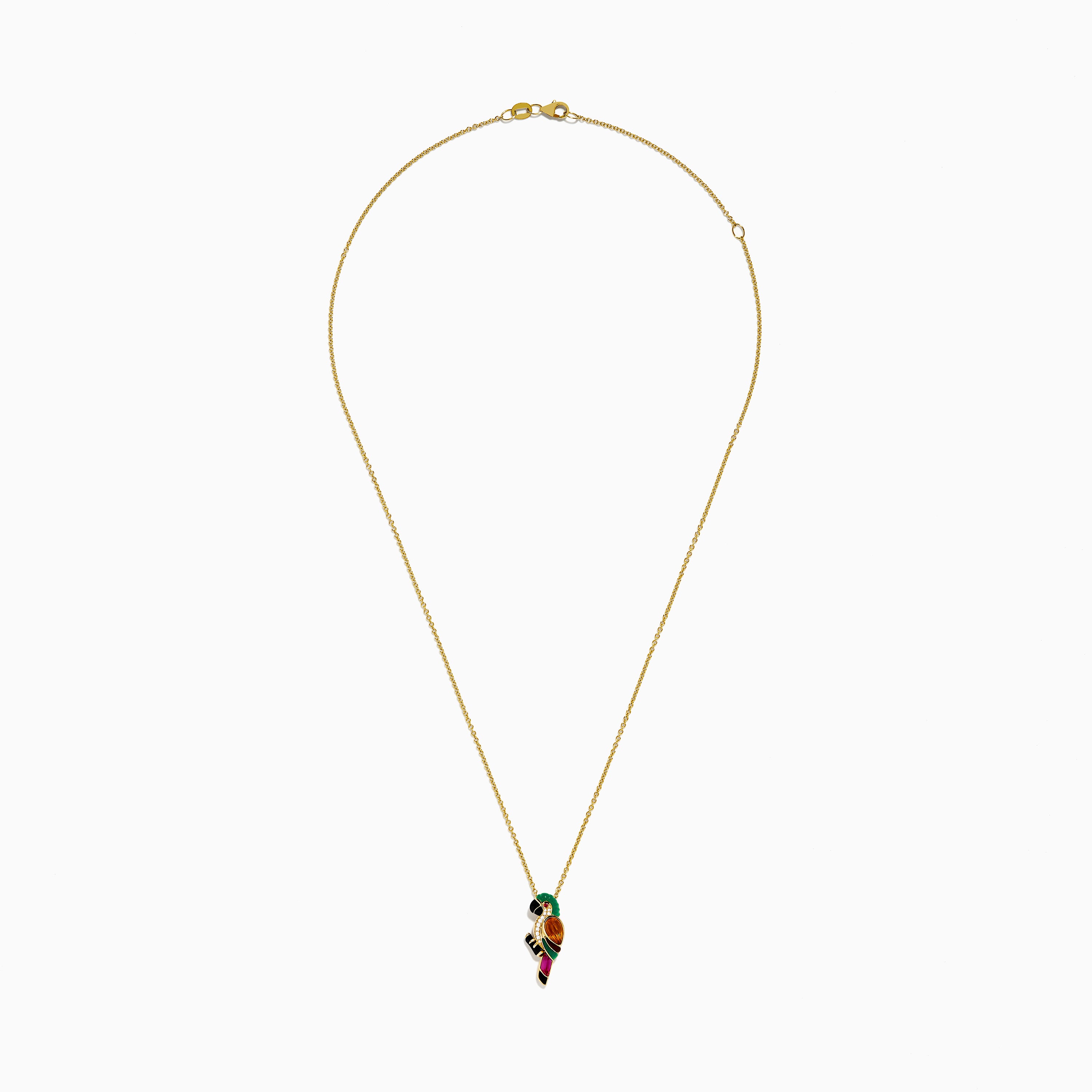 14K Yellow Gold Multi Gemstone and Diamond Parrot Pendant – effyjewelry.com