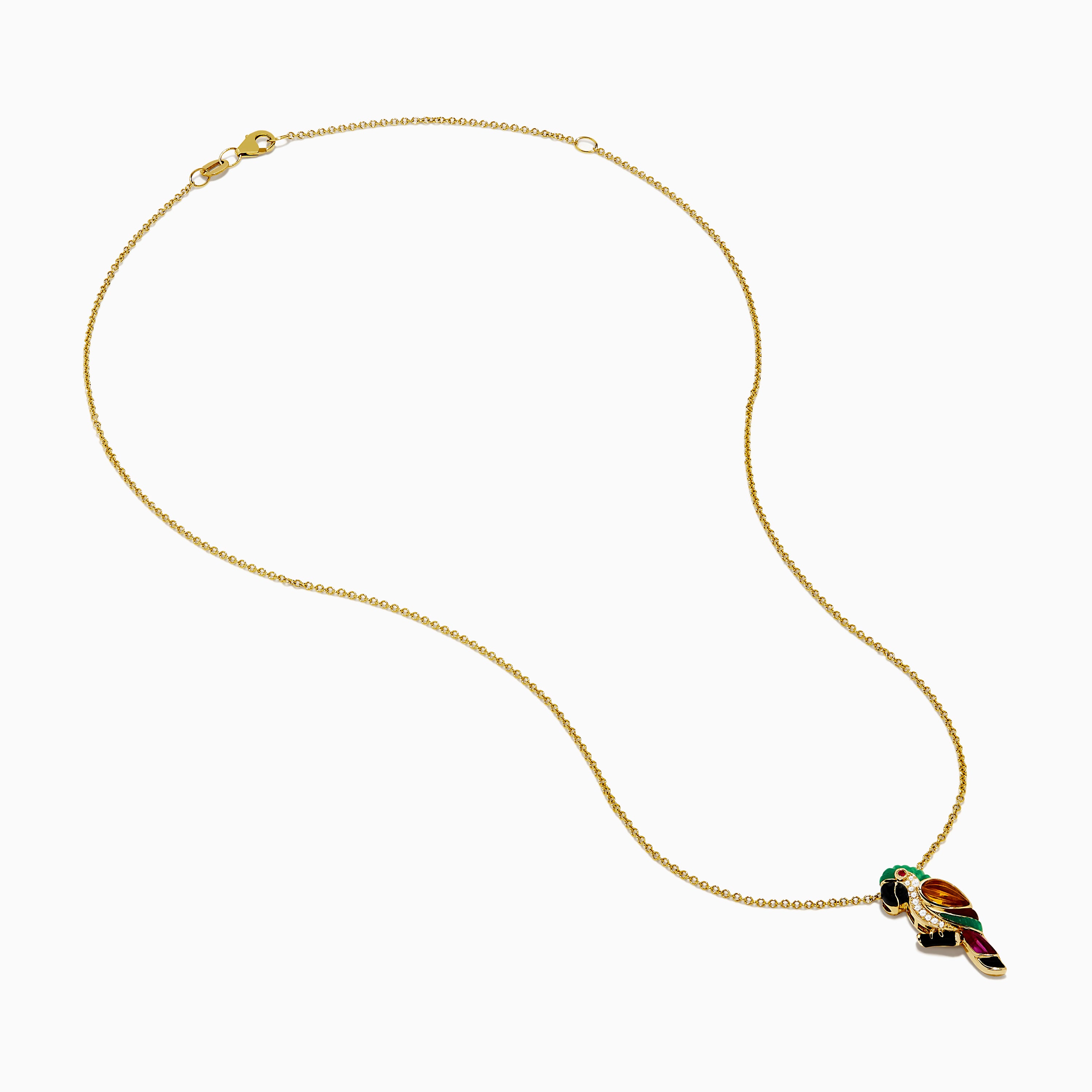 14K Yellow Gold Multi Gemstone and Diamond Parrot Pendant – effyjewelry.com