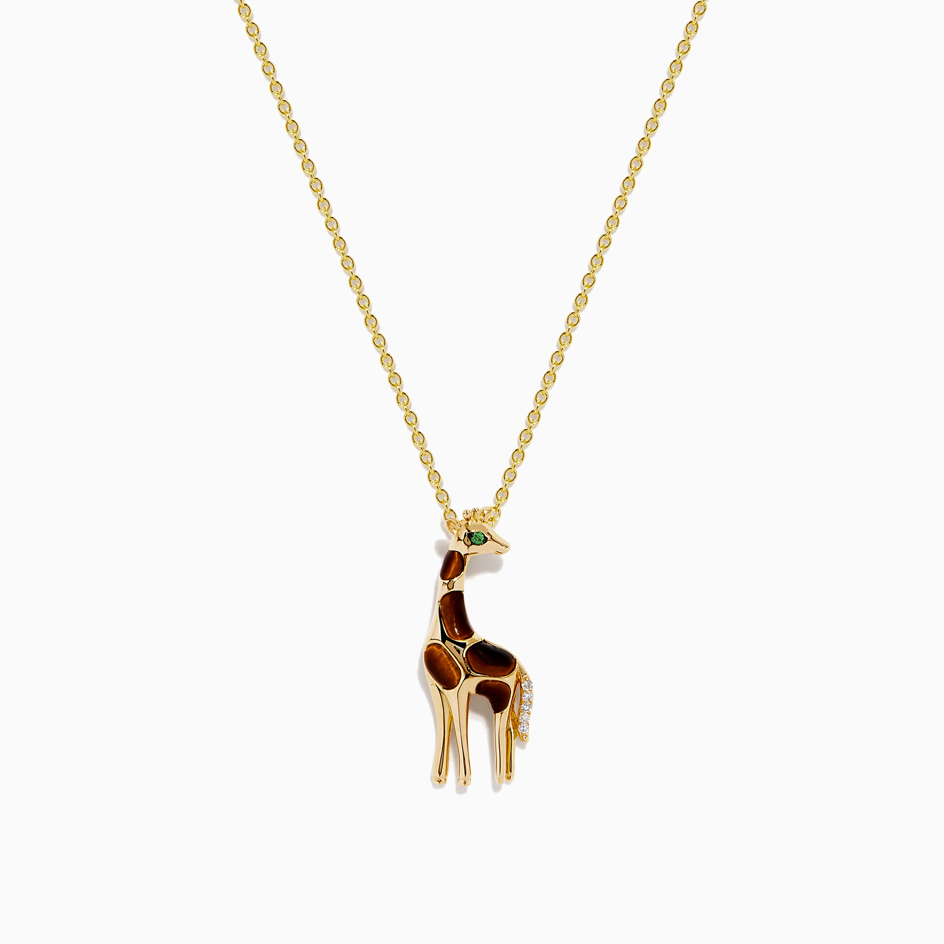 Safari 14K Yellow Gold Tiger Eye Giraffe Pendant – effyjewelry.com