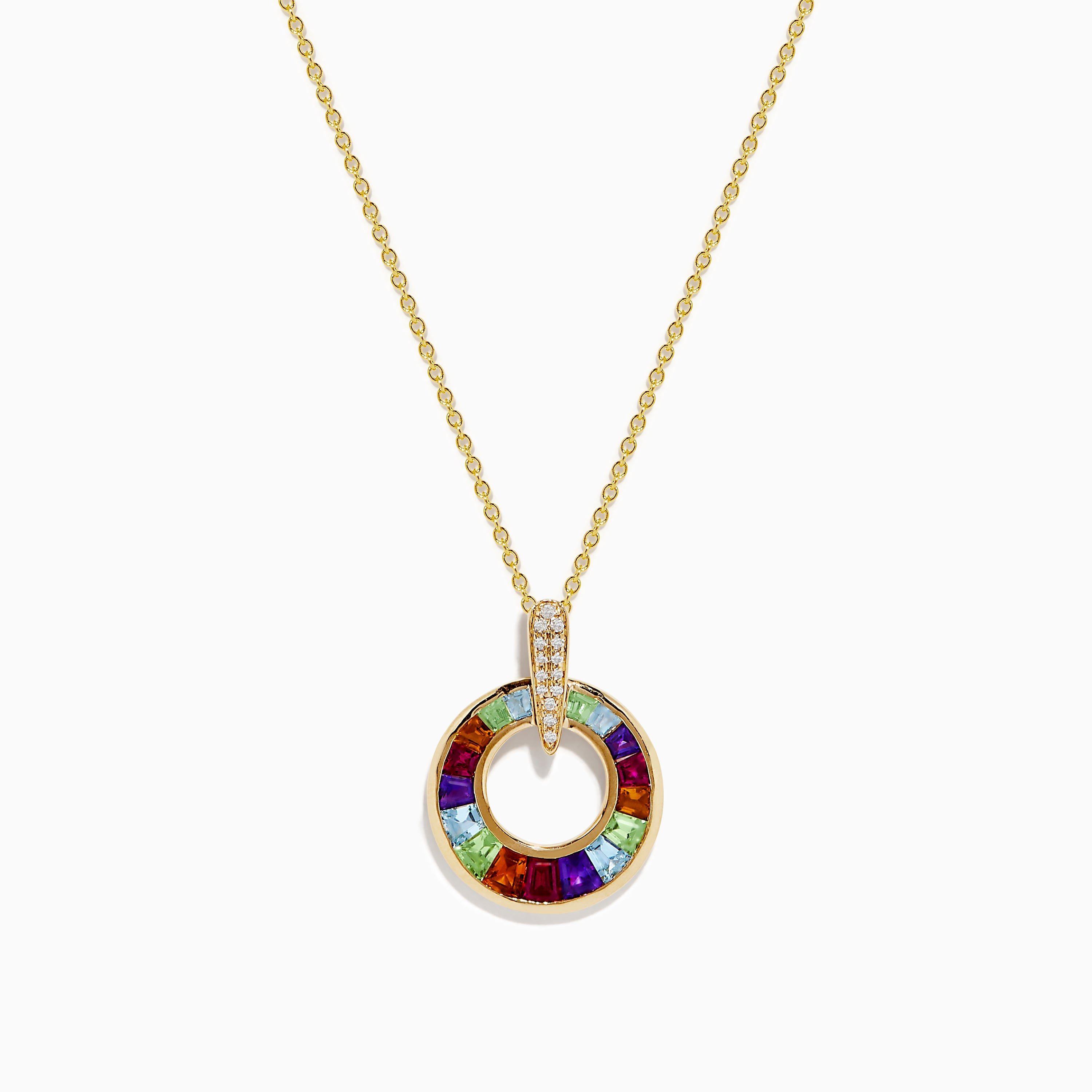 Mosaic 14K Yellow Gold Multi Gemstone and Diamond Pendant – effyjewelry.com