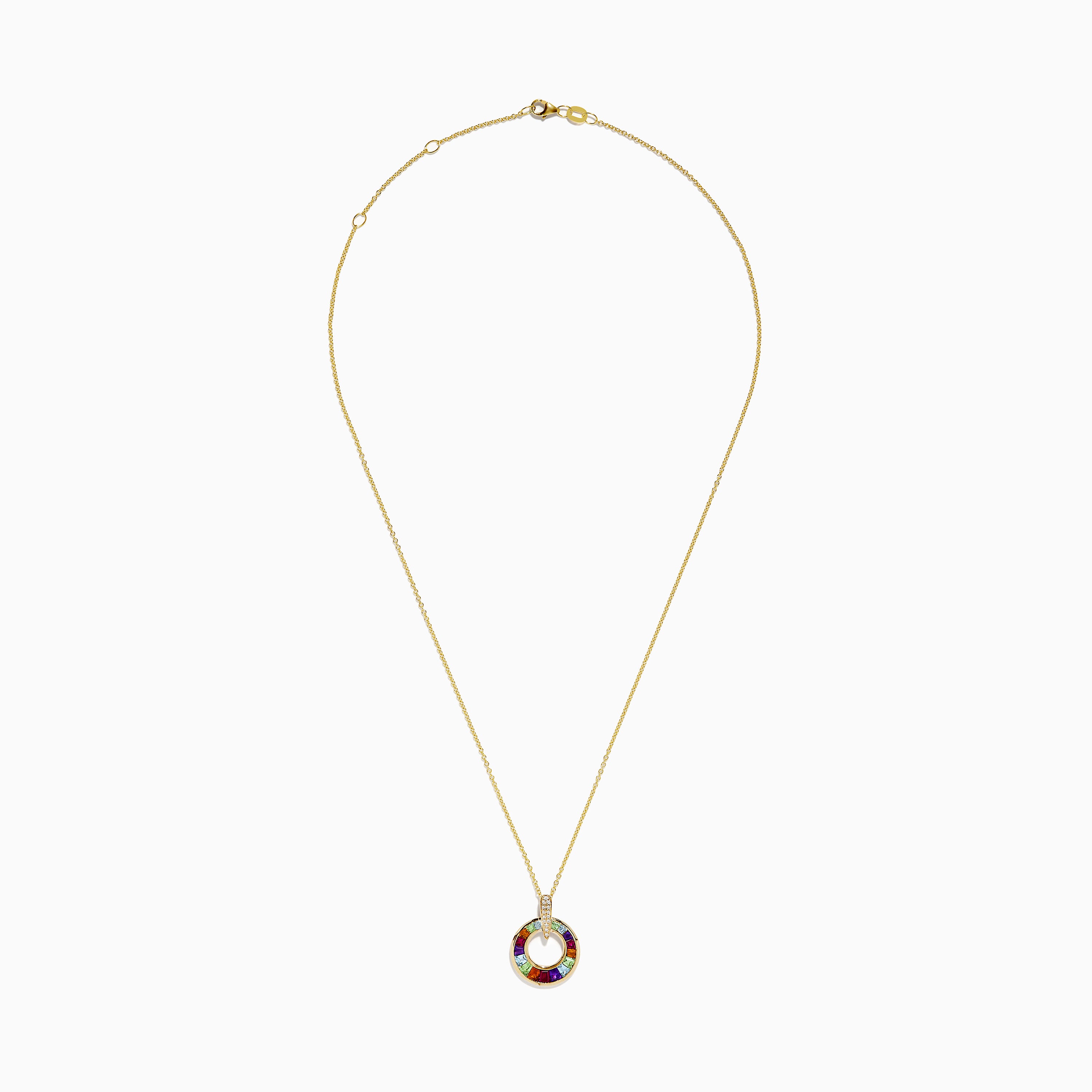 Mosaic 14K Yellow Gold Multi Gemstone and Diamond Pendant – effyjewelry.com