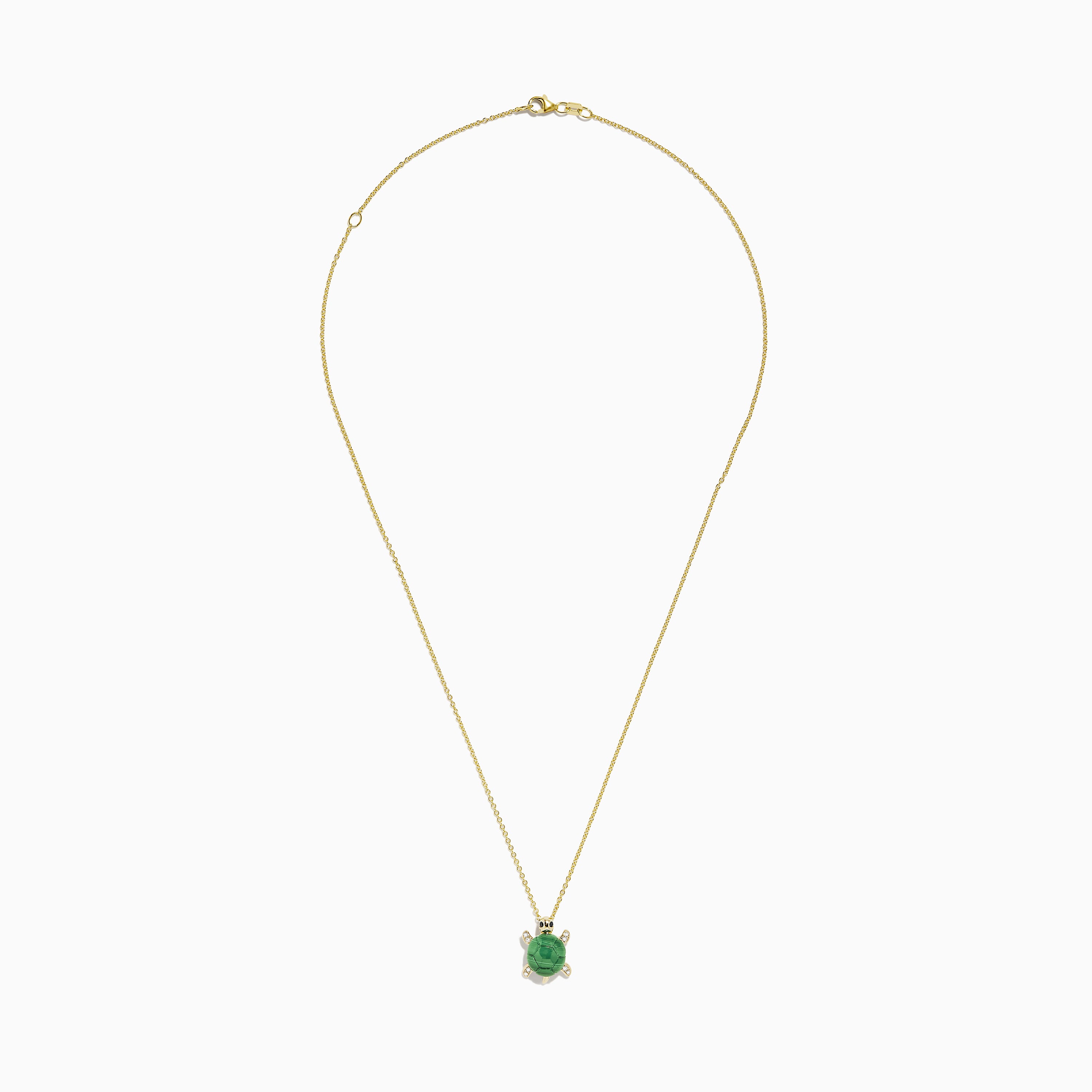 Seaside 14K Yellow Gold Malachite and Diamond Turtle Pendant ...