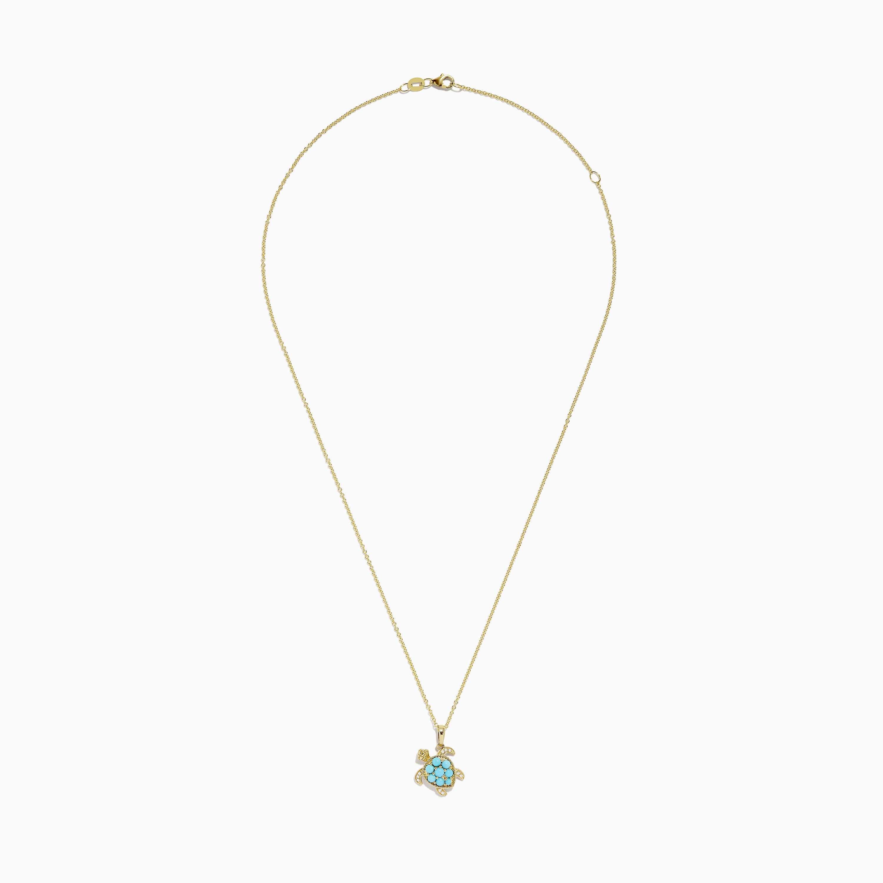Seaside 14K Yellow Gold Turquoise and Diamond Turtle Pendant ...